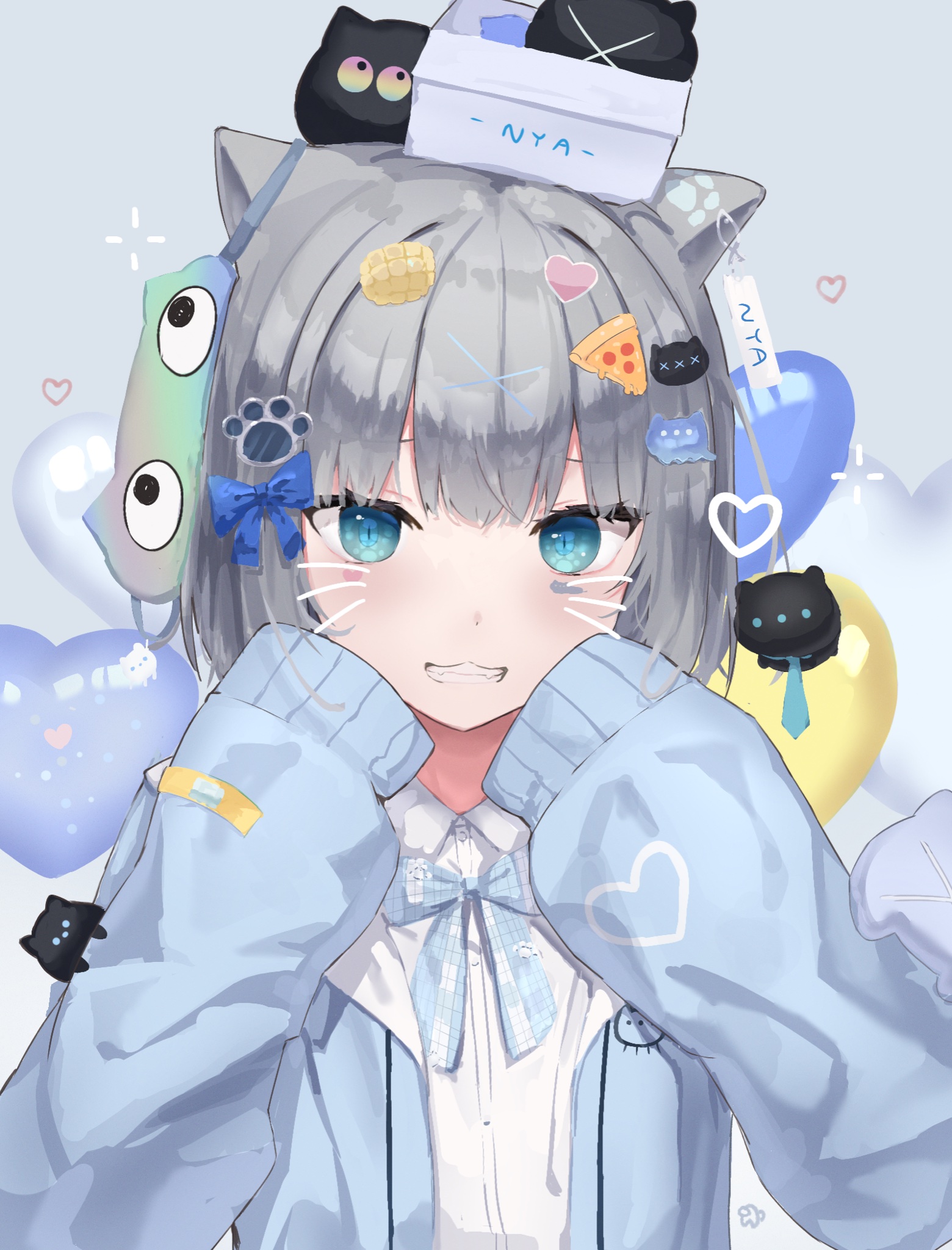 The Big ImageBoard (TBIB) - 1girl animal ears animal hands balloon blue ...
