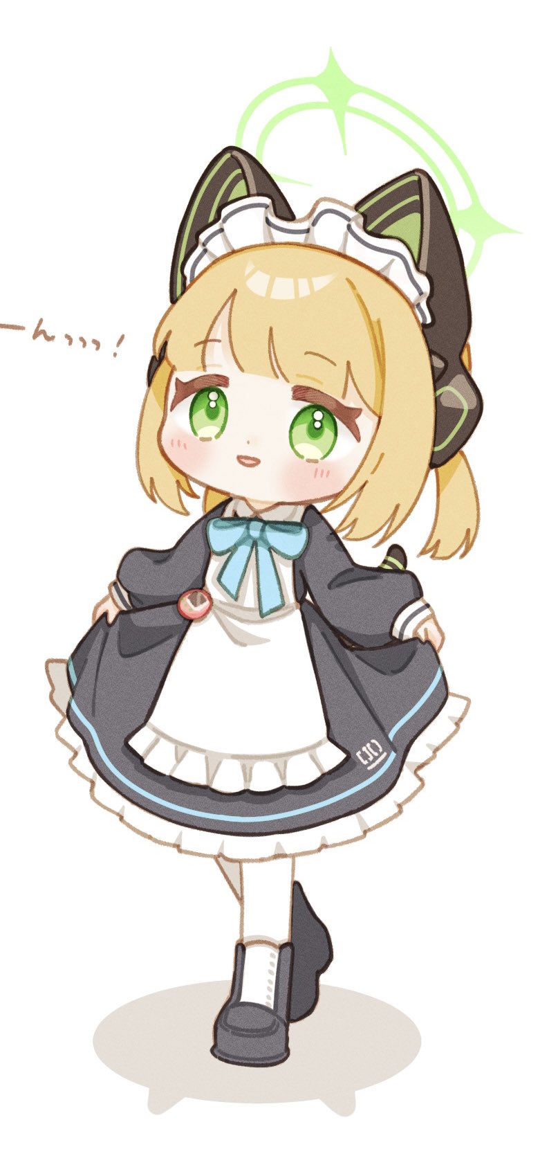 The Big ImageBoard (TBIB) - 1girl animal ear headphones animal ears apron blonde hair blue ...