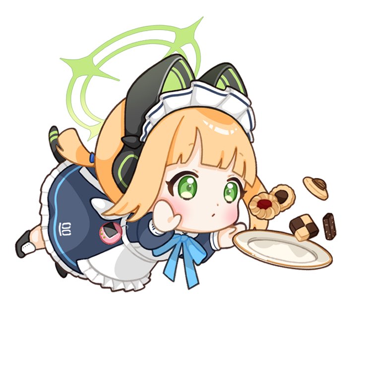 The Big ImageBoard (TBIB) - 1girl animal ear headphones animal ears apron biscuit (bread) blonde ...