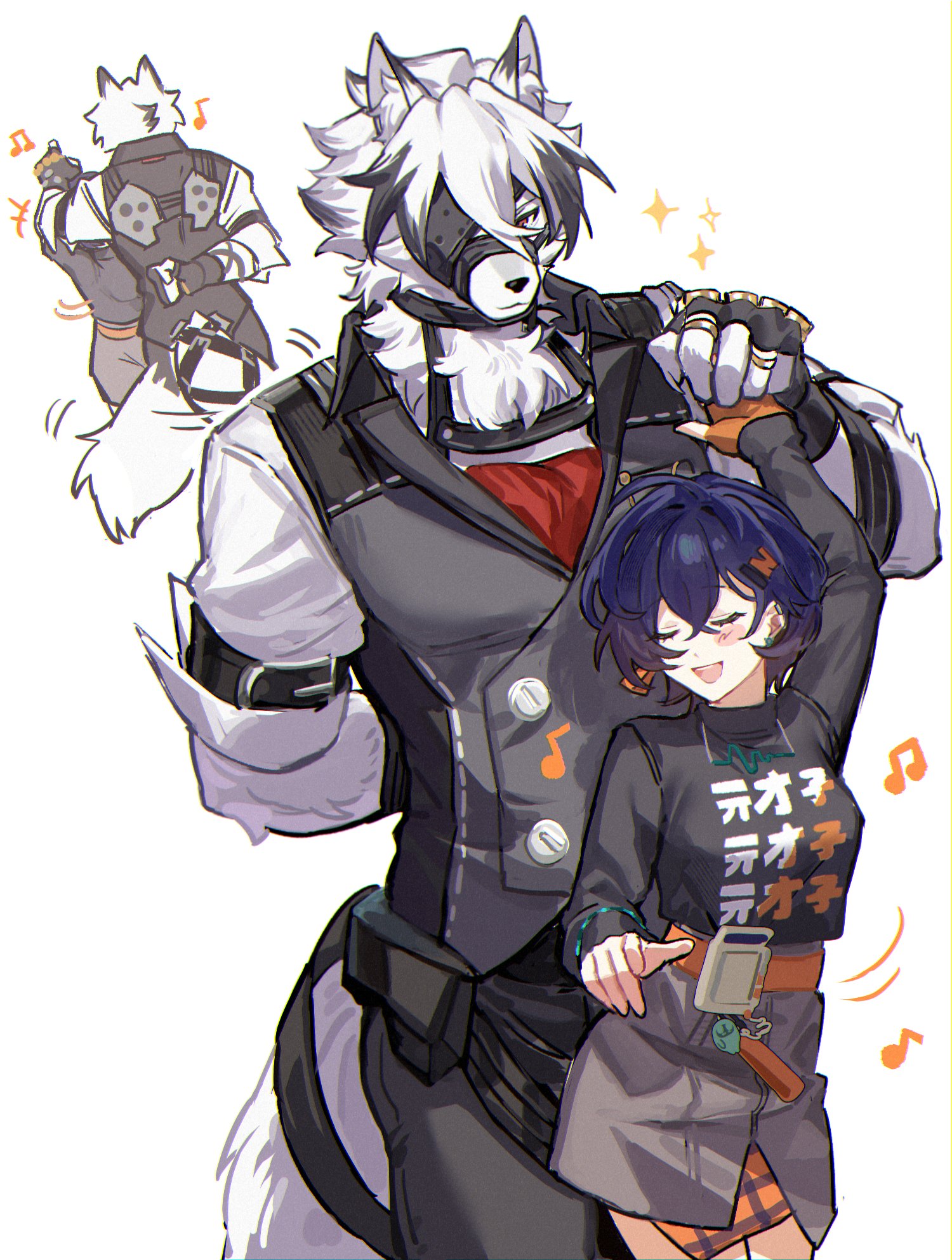 The Big ImageBoard (TBIB) - 1boy 1girl arm behind back arm up belle (zenless zone zero) black ...