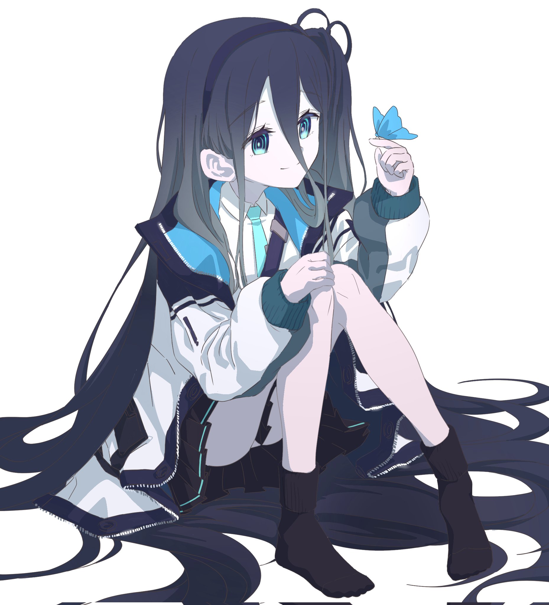 The Big ImageBoard (TBIB) - 1girl absurdly long hair aris (blue archive) black hair black socks ...
