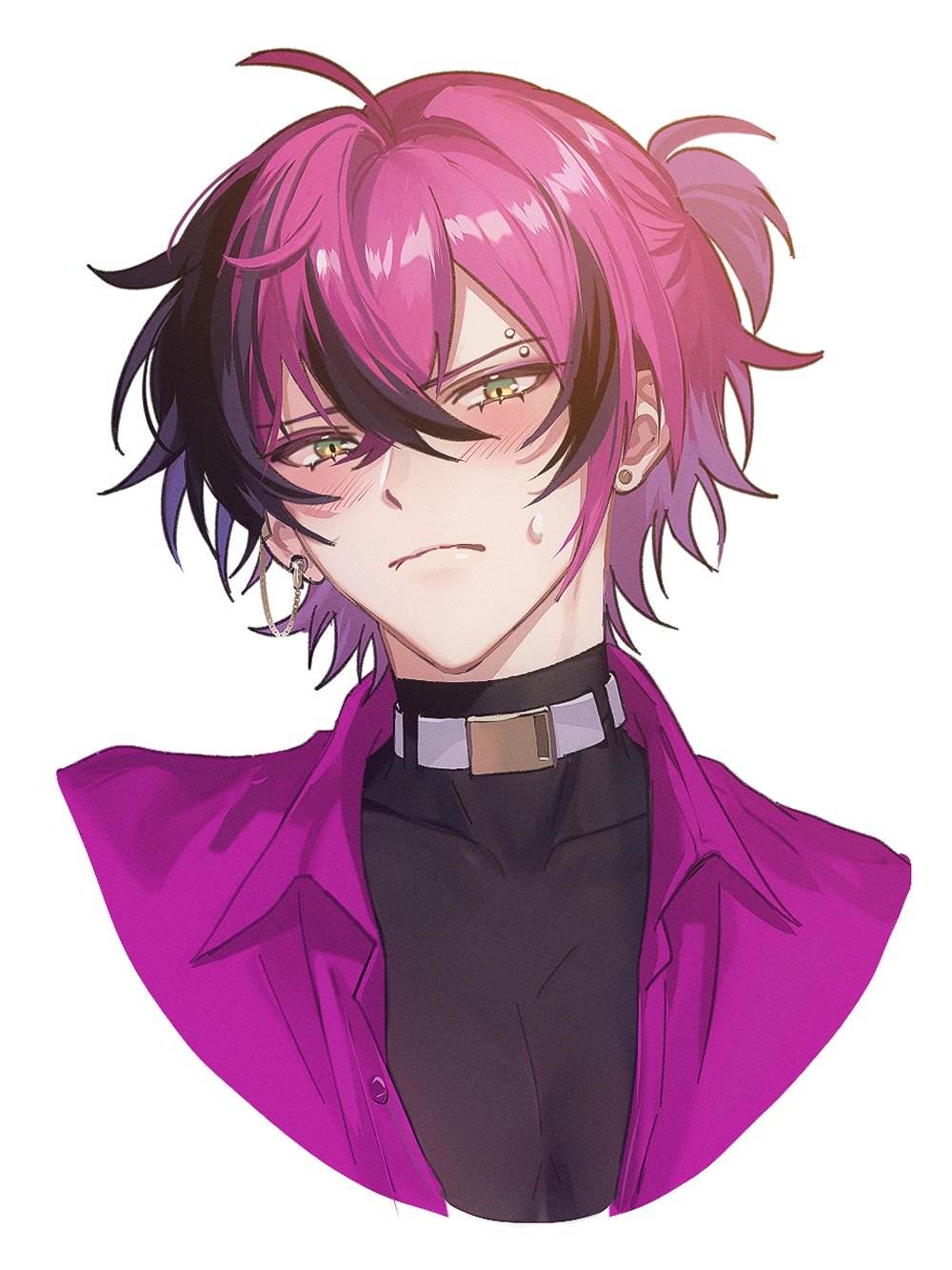 The Big ImageBoard (TBIB) - 1boy belt belt buckle belt collar blush buckle closed mouth collar ...