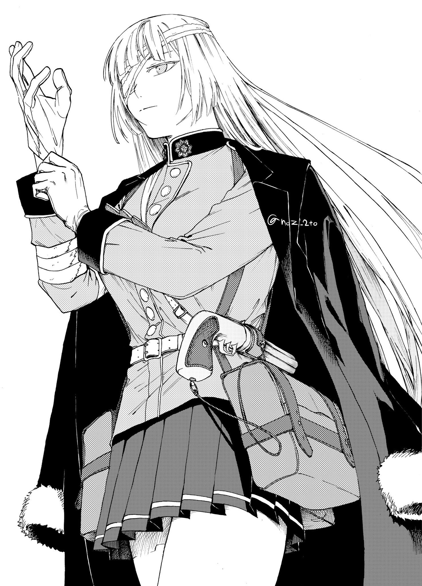 The Big ImageBoard (TBIB) - 1girl adjusting clothes adjusting gloves bandage over one eye coat ...