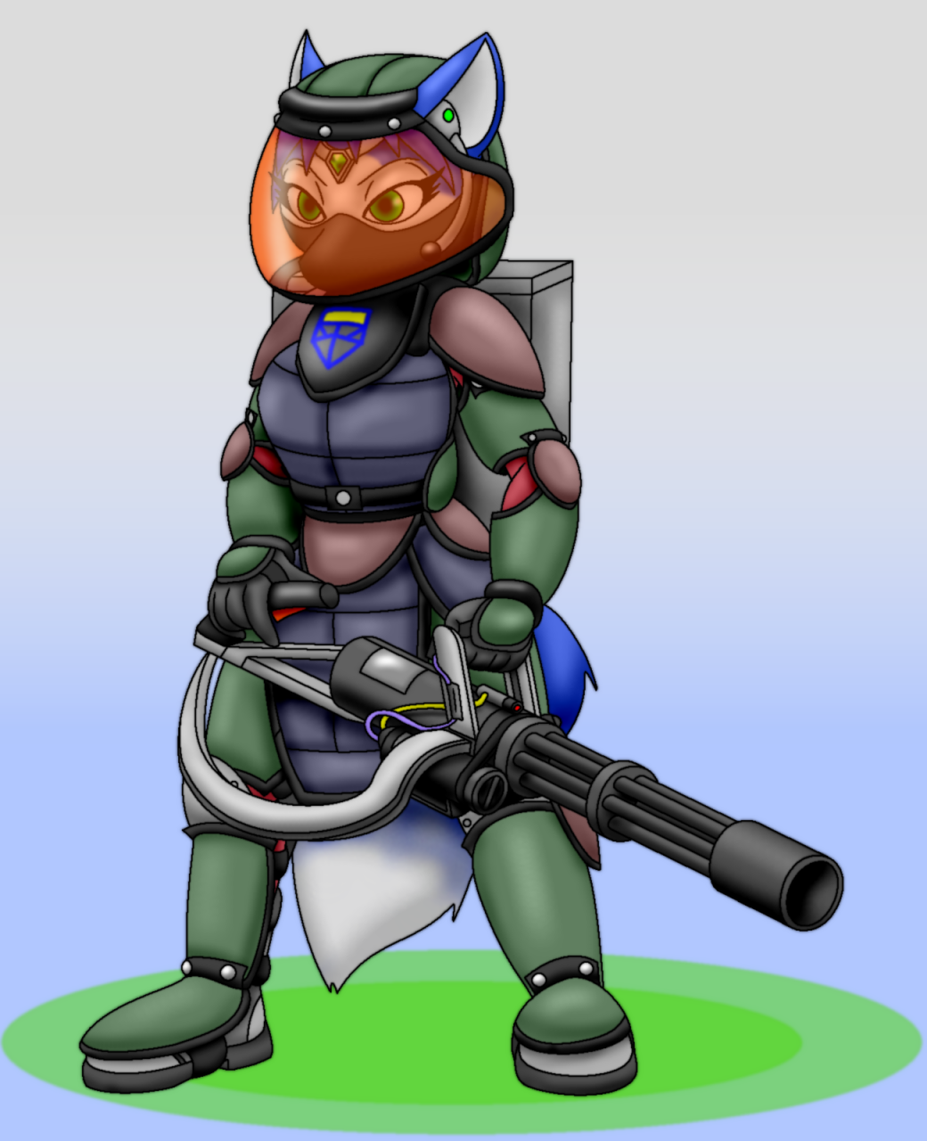 The Big ImageBoard (TBIB) - anthro armor blue fur blue hair body armor boots canine chameloshi ...