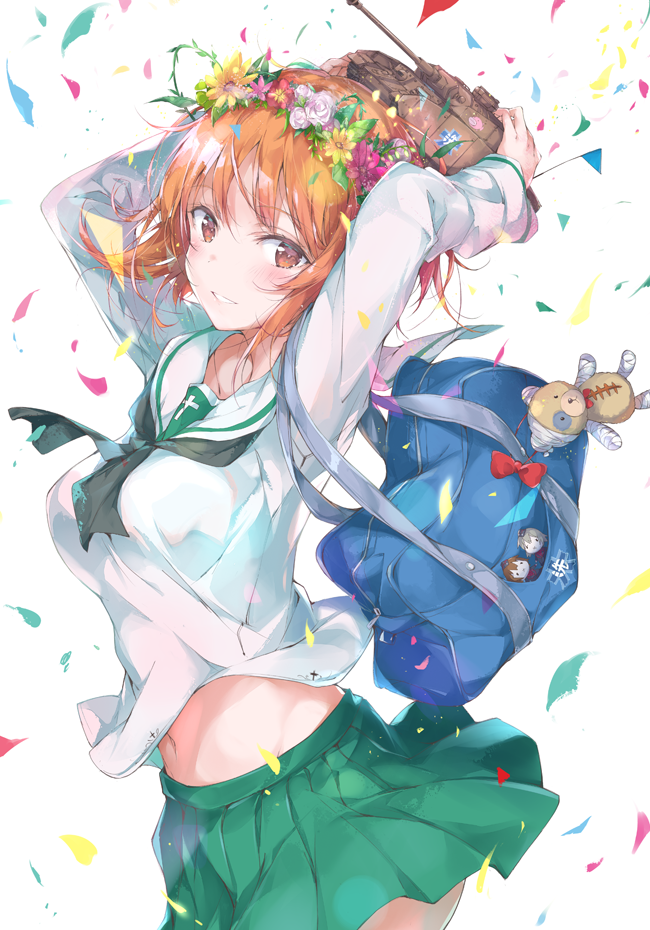 The Big Imageboard Tbib 1girl Arms Behind Back Arms Up Bag Bangs