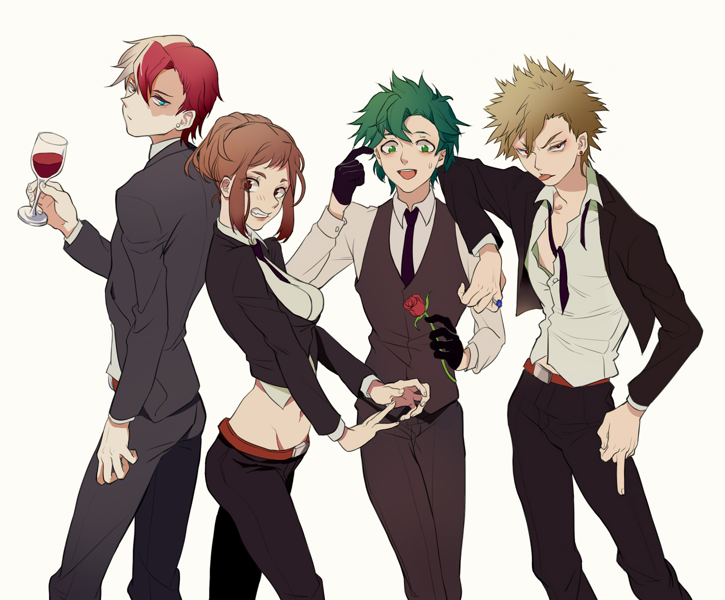 The Big ImageBoard (TBIB) - 1girl 3boys alcohol alternate hairstyle ...