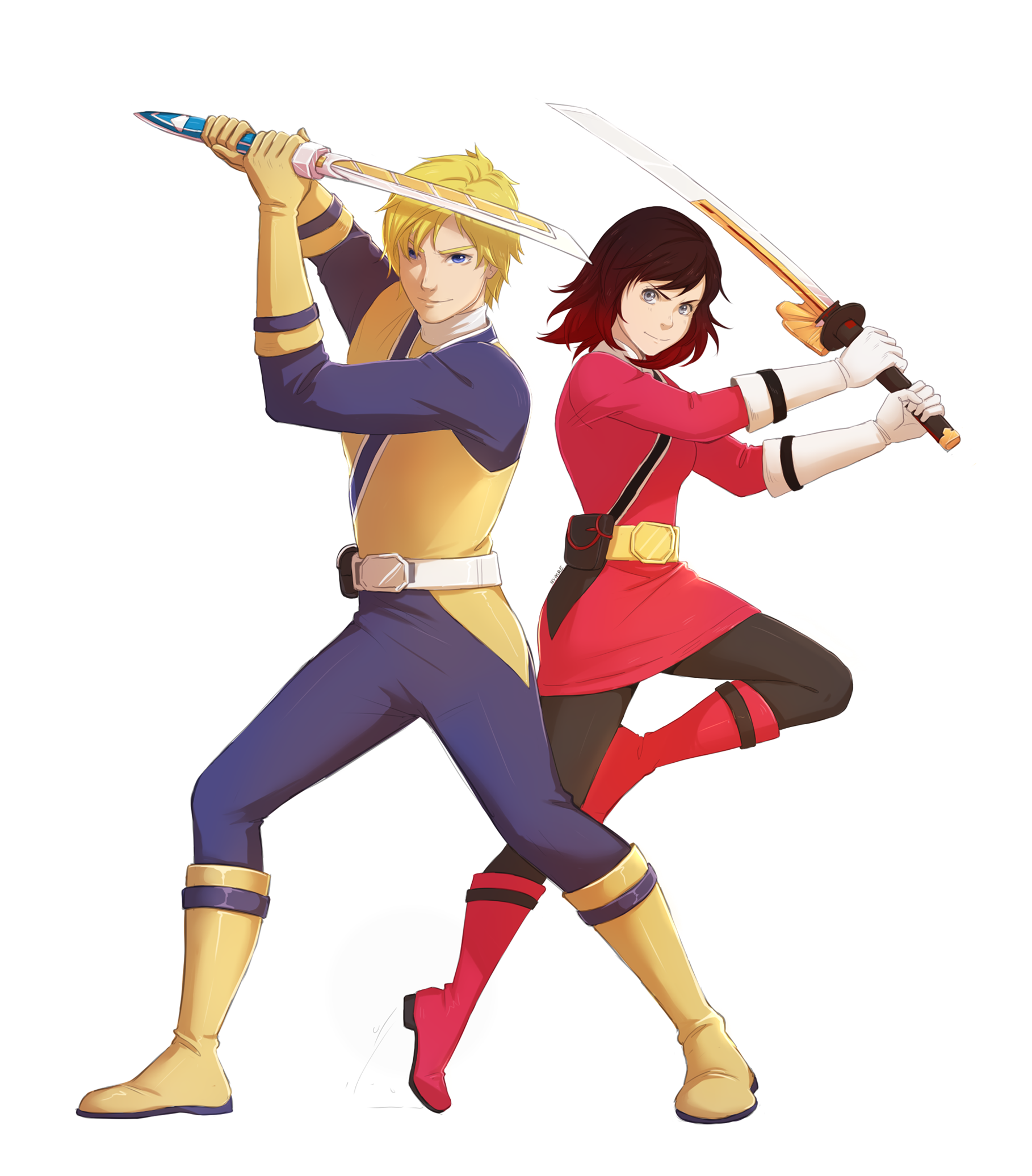 The Big ImageBoard (TBIB) - 1boy 1girl blonde hair blue eyes boots ...