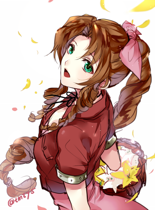 The Big ImageBoard (TBIB) - aerith gainsborough bow braid breasts brown ...