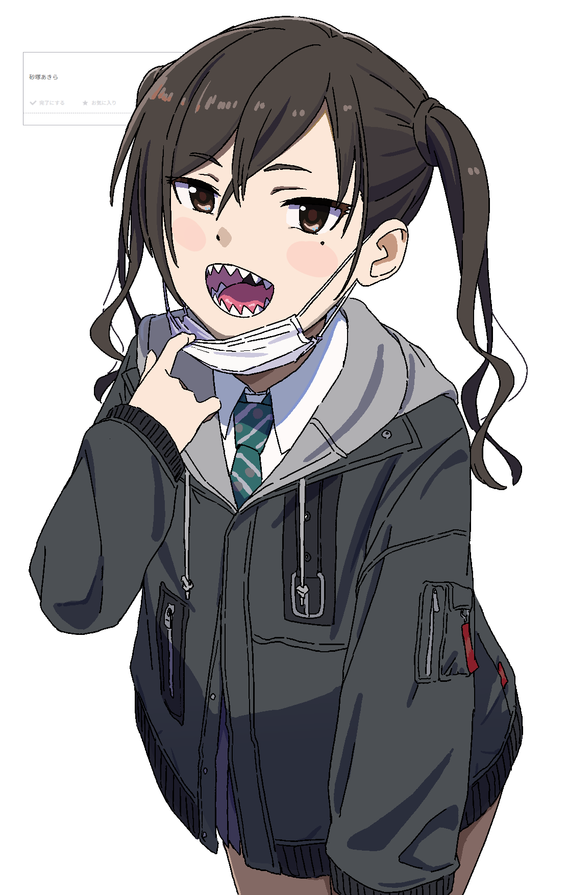 The Big ImageBoard (TBIB) - 1girl black eyes black hair blush stickers collared shirt cowboy ...