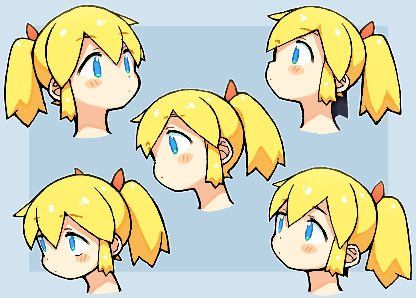 The Big ImageBoard (TBIB) - 1girl bachera blonde hair blue background blue eyes blush stickers ...