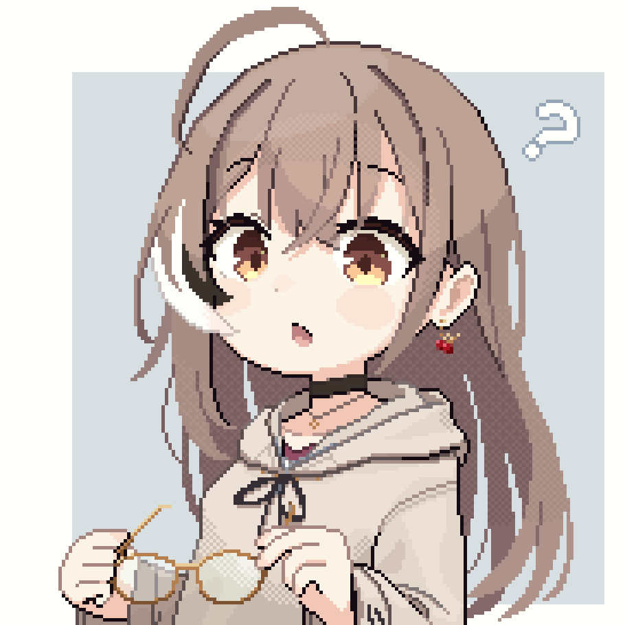 The Big ImageBoard (TBIB) - 1girl :o ? ahoge black choker blush stickers border brown eyes brown ...