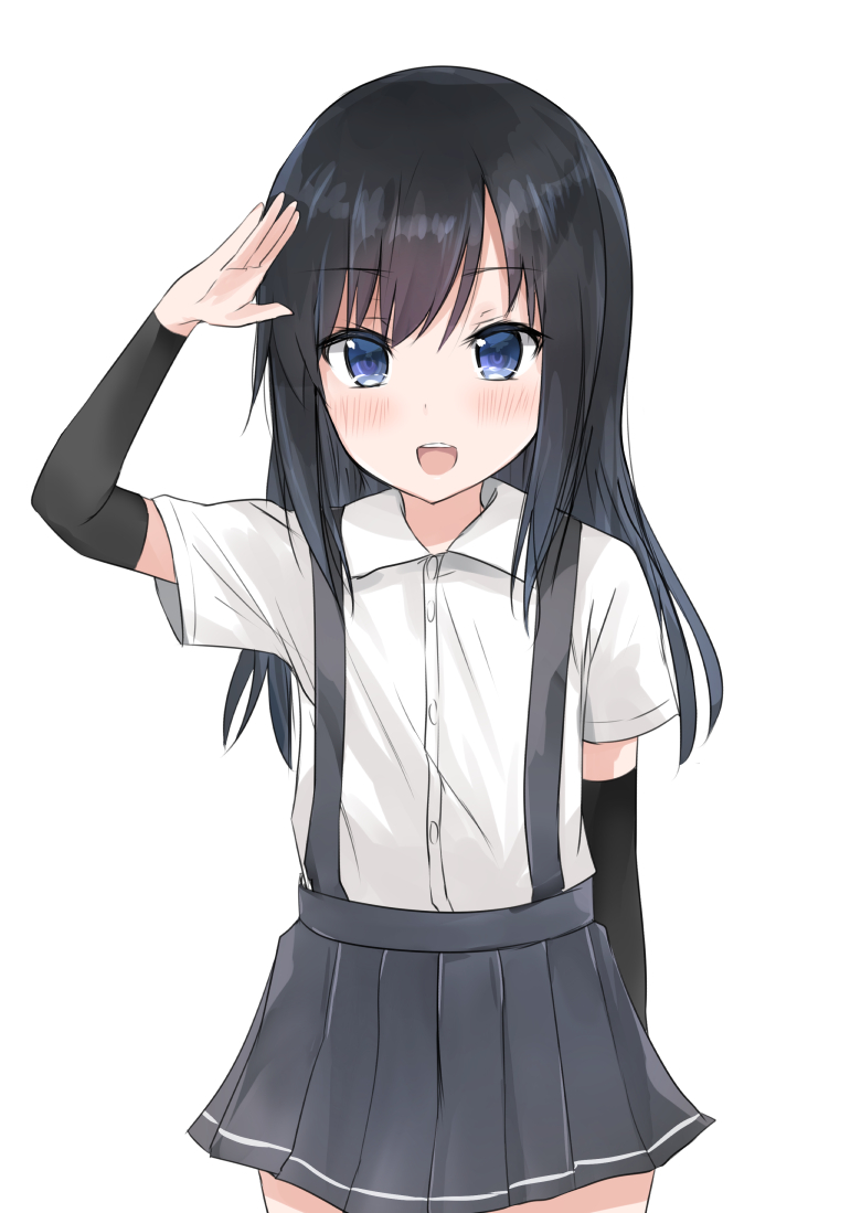 The Big ImageBoard (TBIB) - 1girl arm up arm warmers asashio (kancolle) black hair blue eyes ...