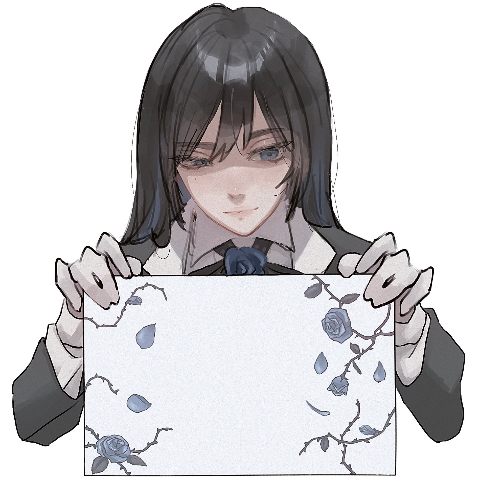 The Big ImageBoard (TBIB) - 1girl ado (utaite) black bow black bowtie black hair blue eyes blue ...