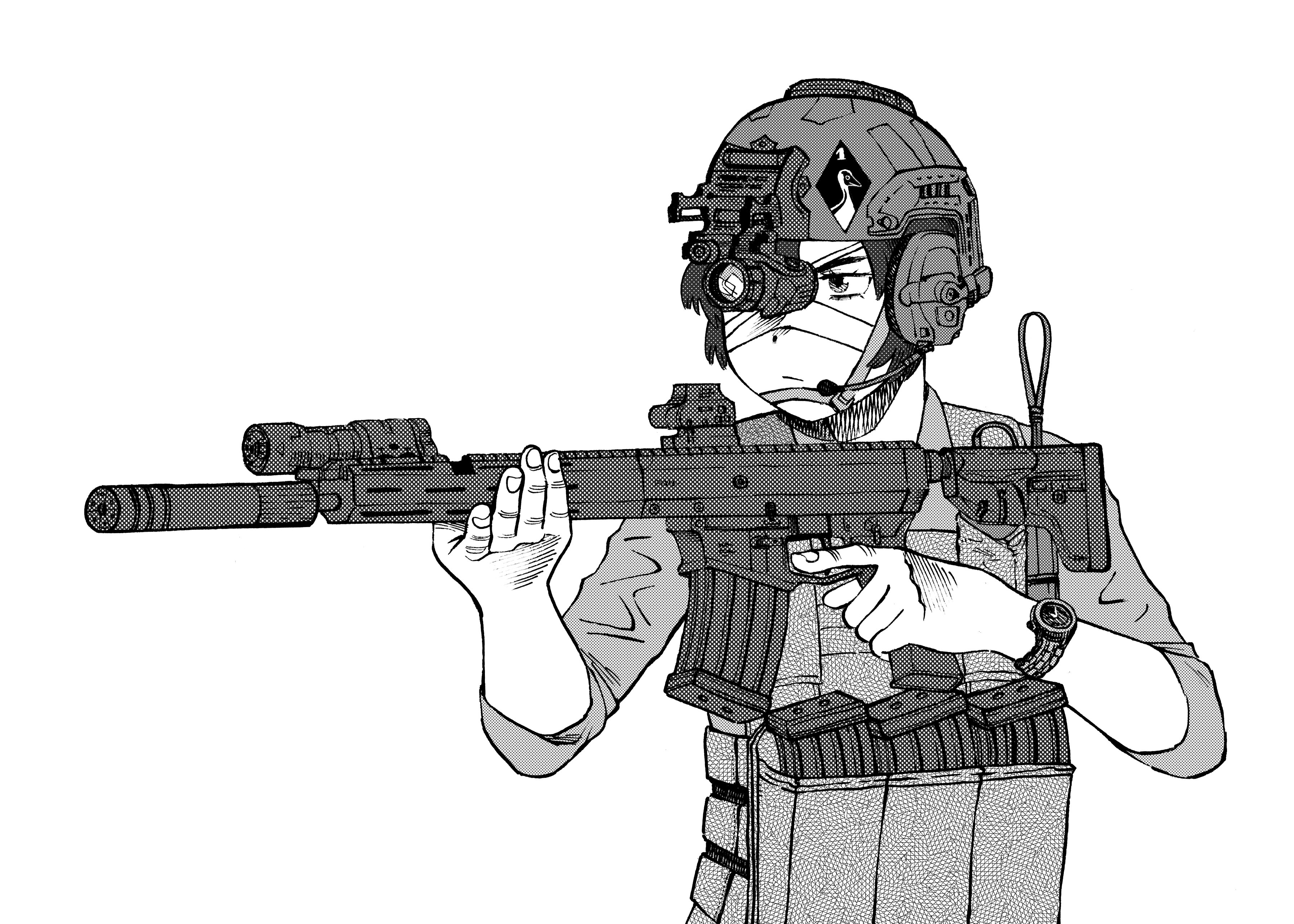 The Big ImageBoard (TBIB) - 1girl absurdres aiming assault rifle brn ...