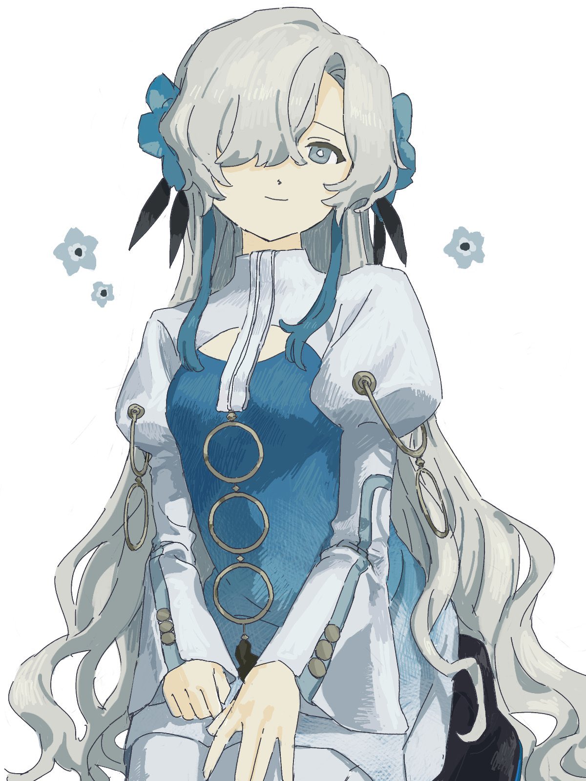 The Big ImageBoard (TBIB) - 1girl black footwear blue dress blue eyes ...