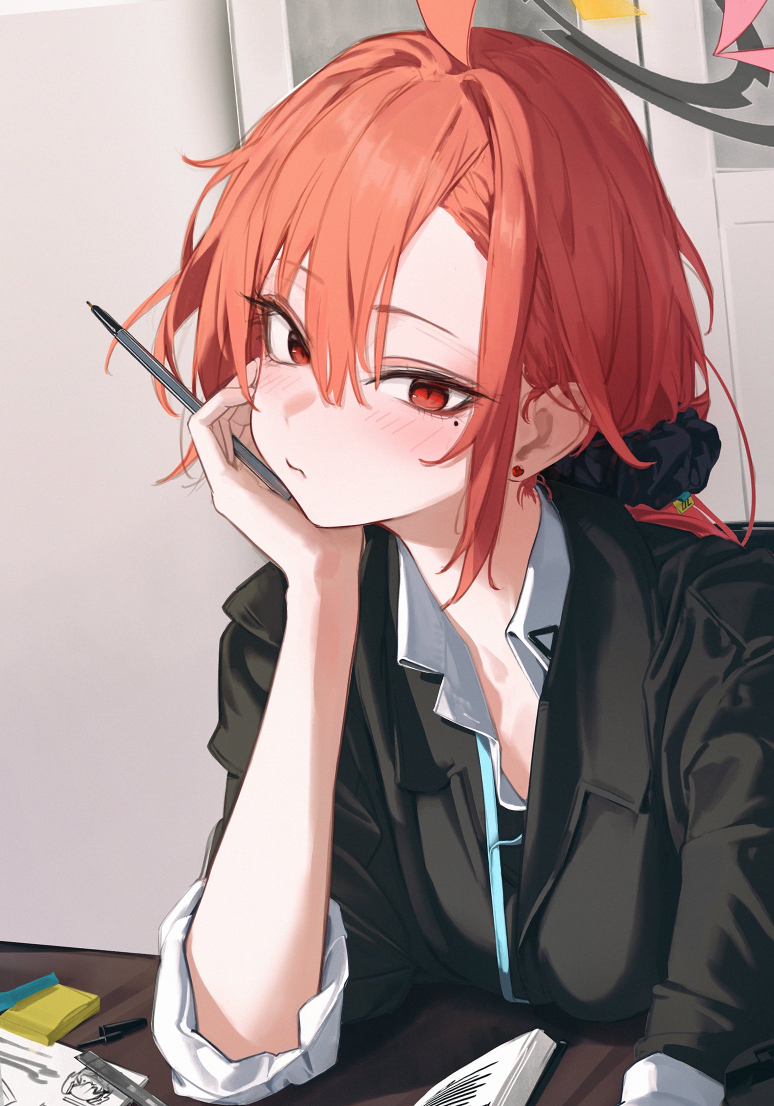 The Big Imageboard Tbib 1girl Ahoge Alternate Costume Black Shirt