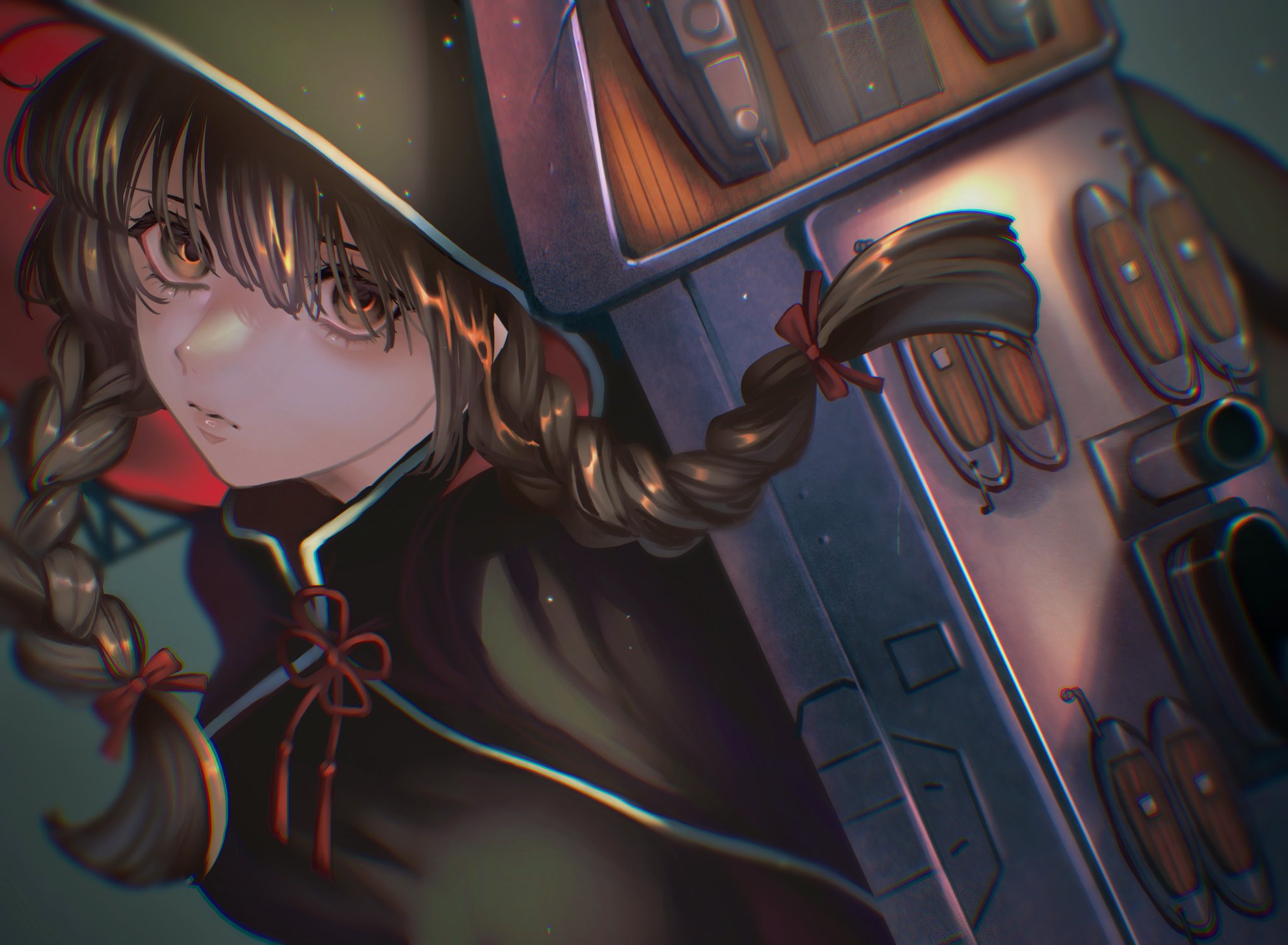 The Big ImageBoard (TBIB) - 1girl black capelet braid breasts brown eyes brown hair capelet ...