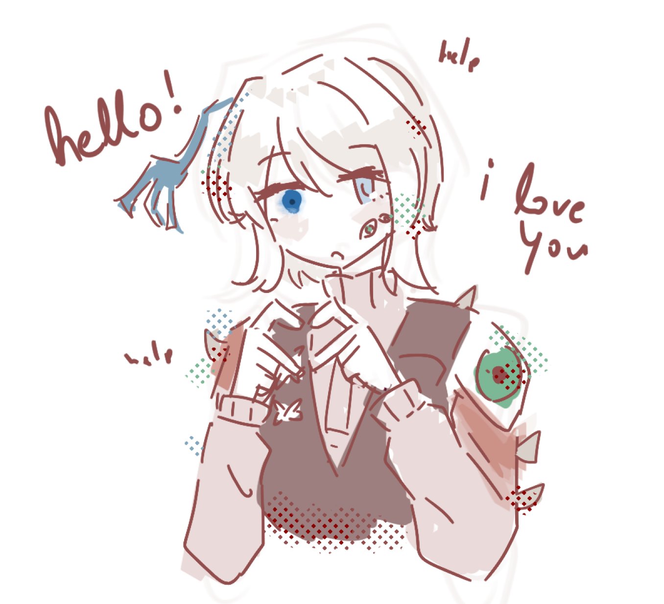 The Big ImageBoard (TBIB) - 1girl 1other 4-finger heart hands blue eyes ...