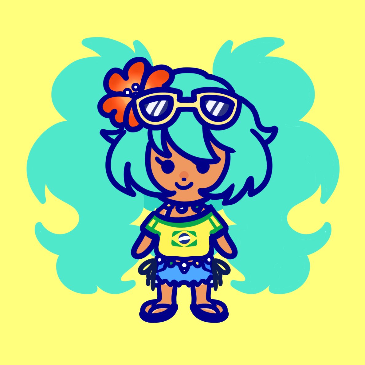 The Big ImageBoard (TBIB) - 1girl aqua hair blue shorts borrowed design ...