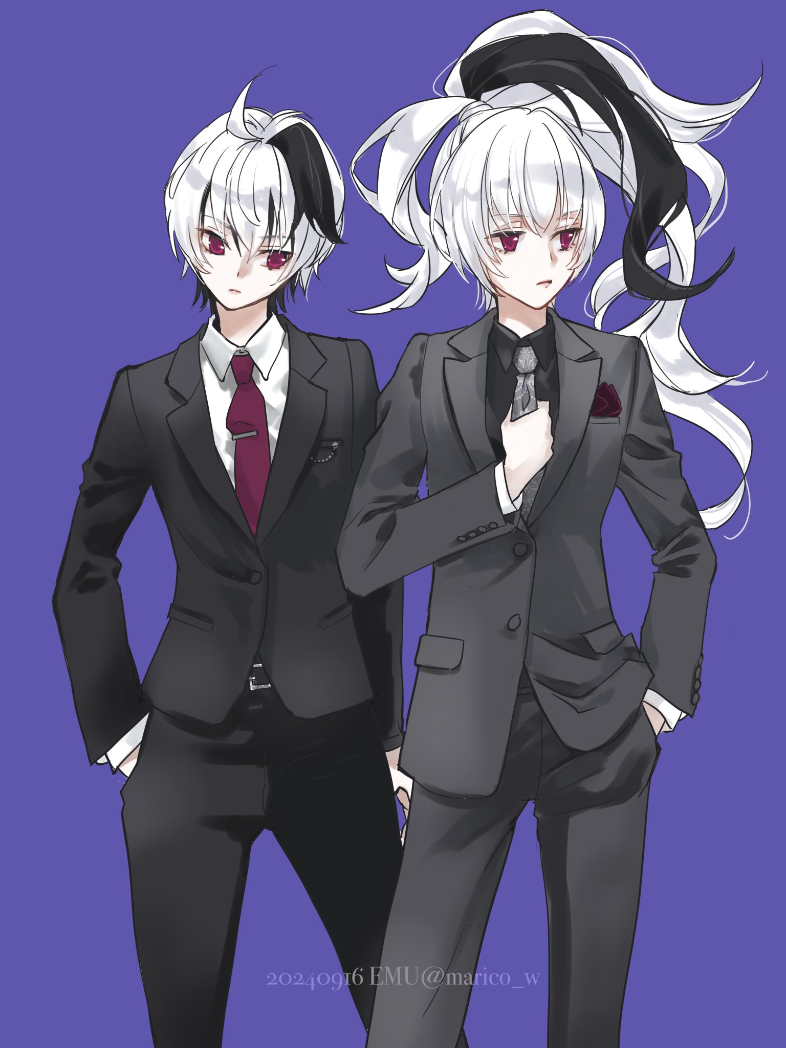 The Big ImageBoard (TBIB) - 2girls adjusting clothes adjusting necktie ahoge androgynous artist ...