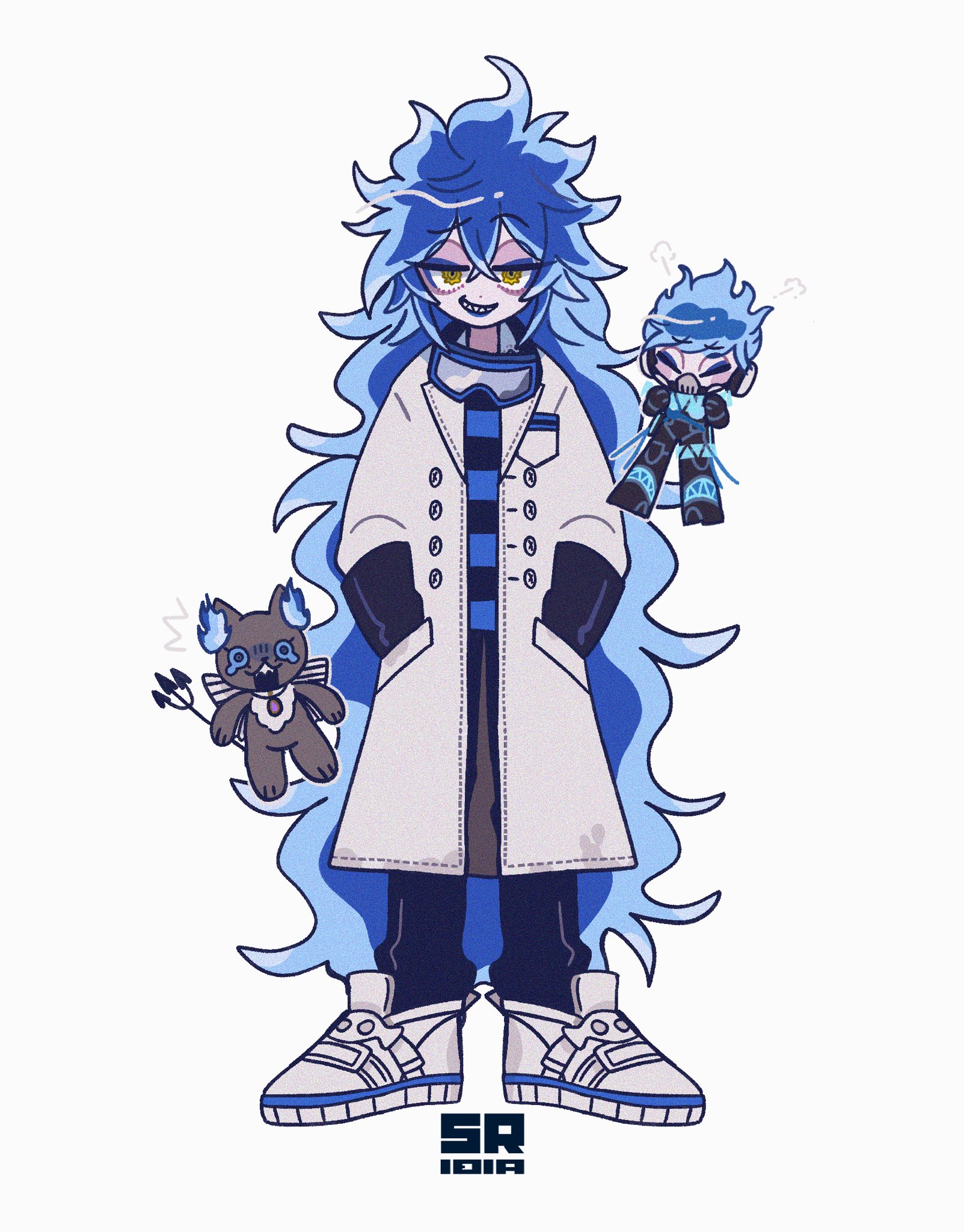 The Big ImageBoard (TBIB) - 2boys blue hair brothers cat commentary ...