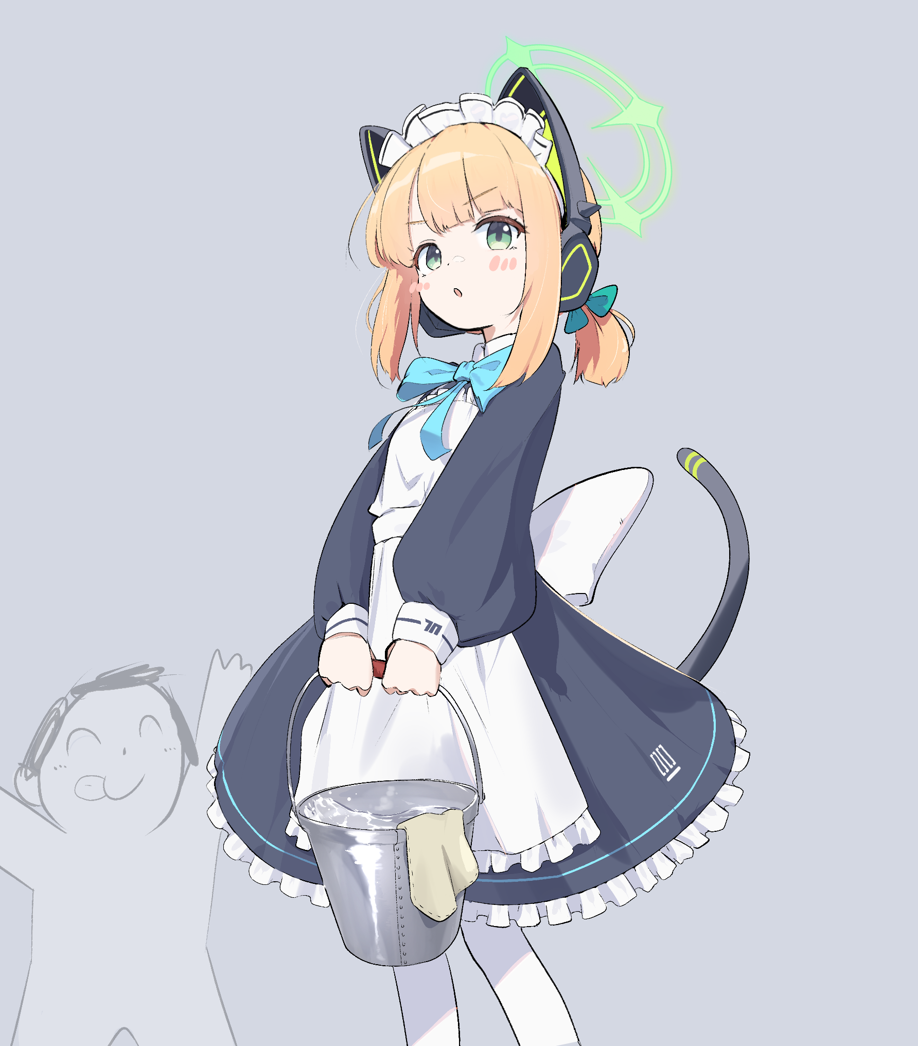 The Big ImageBoard (TBIB) - 1boy 1girl animal ear headphones animal ears apron black dress ...