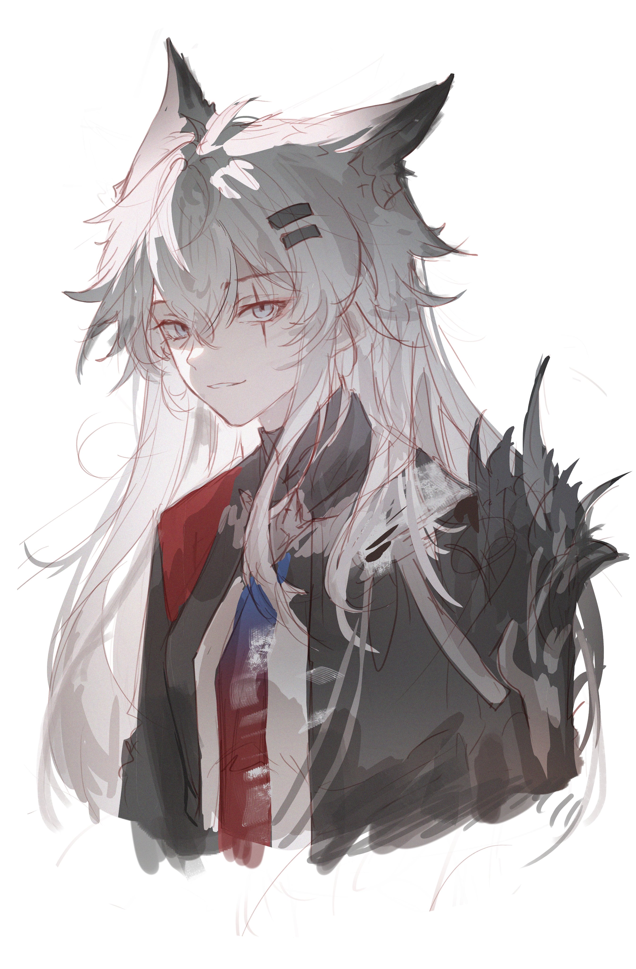 The Big ImageBoard (TBIB) - 1girl absurdres animal ears arknights black jacket cropped torso ...