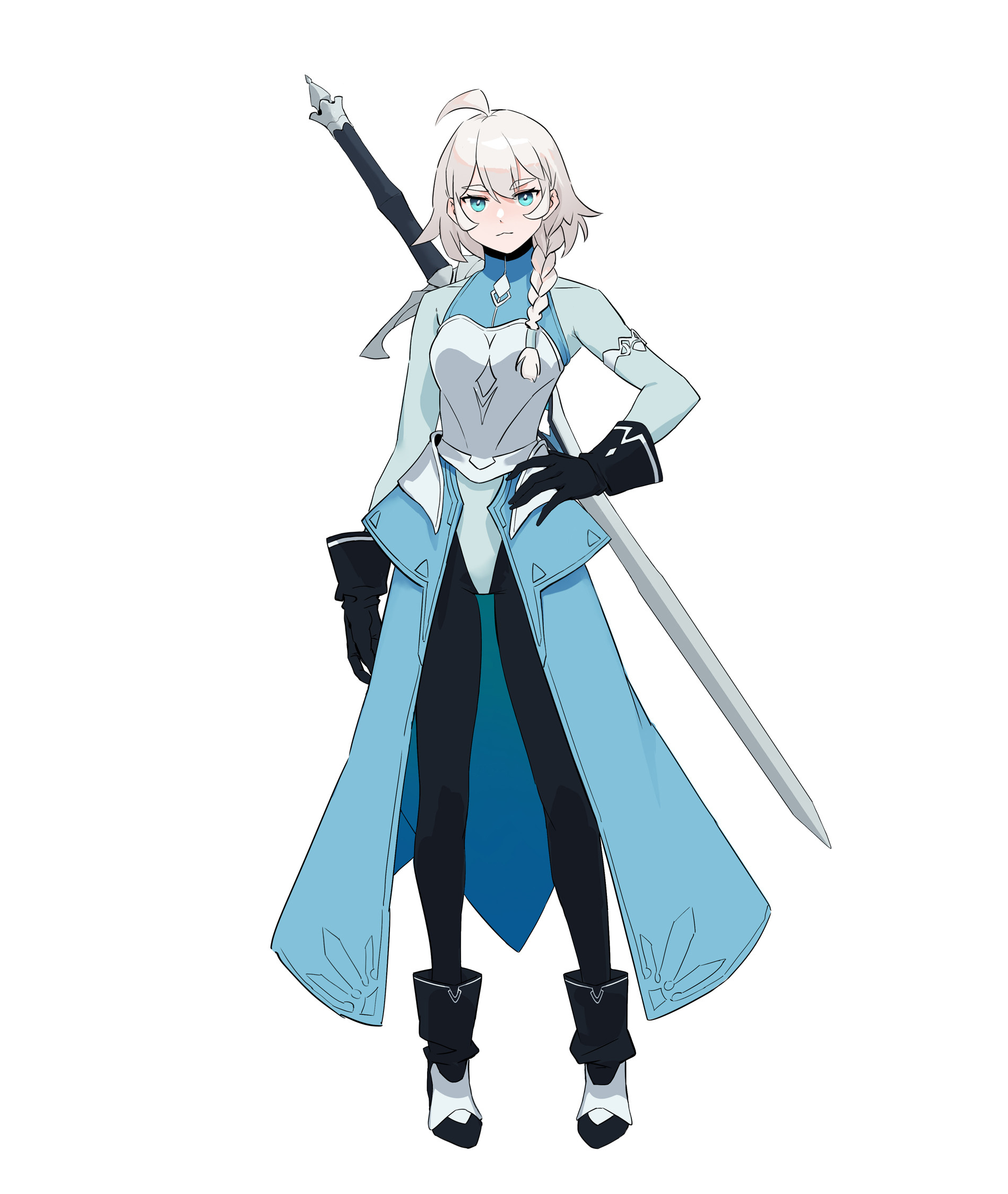 The Big ImageBoard (TBIB) - 1girl :3 ahoge arm strap armor black footwear black gloves black ...