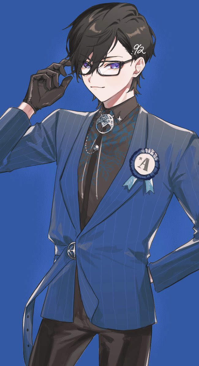 The Big ImageBoard (TBIB) - 1boy :3 arm behind back award ribbon black-framed eyewear black ...