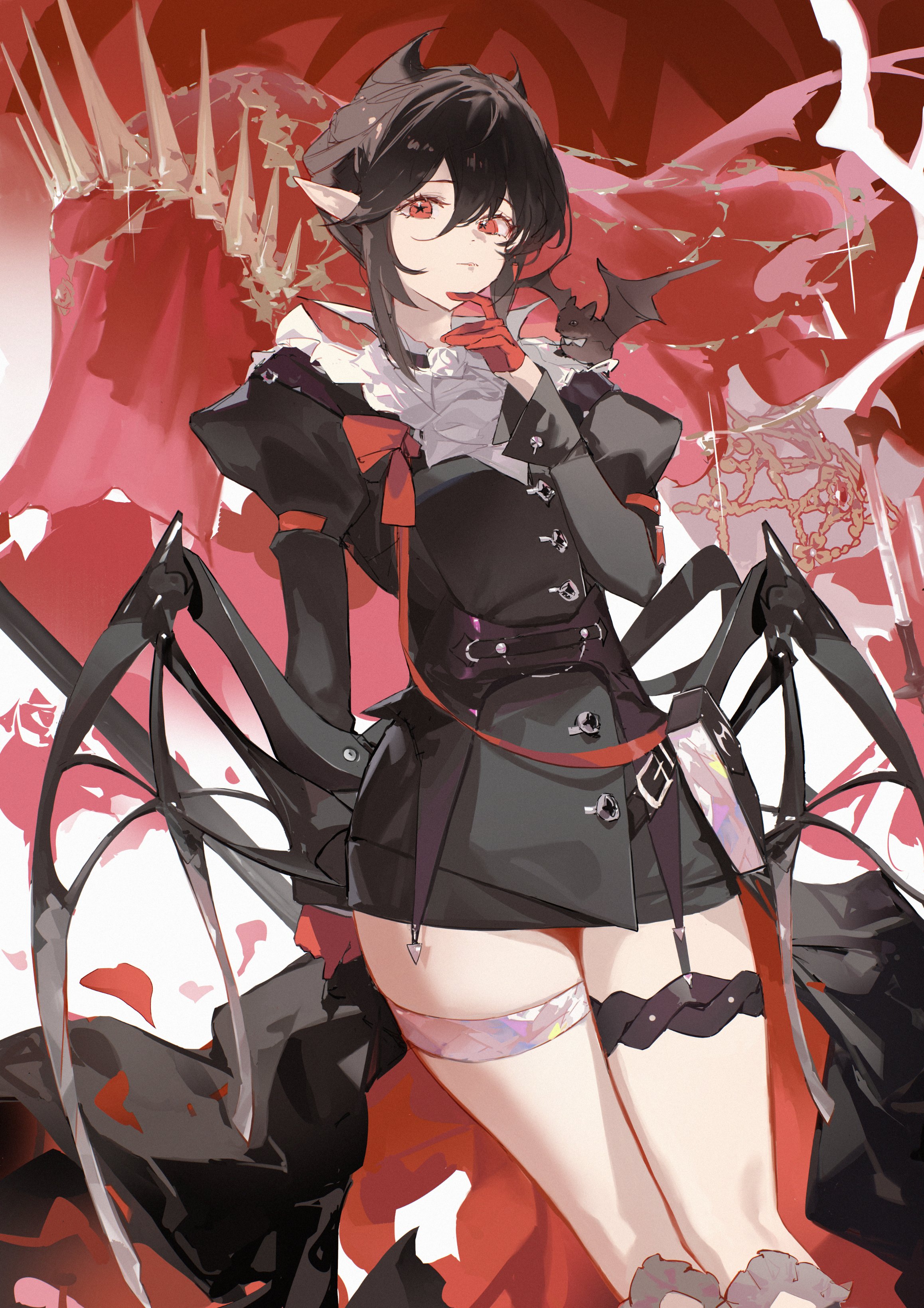 The Big ImageBoard (TBIB) - 1girl absurdres animal on shoulder arknights arm at side ascot bat ...