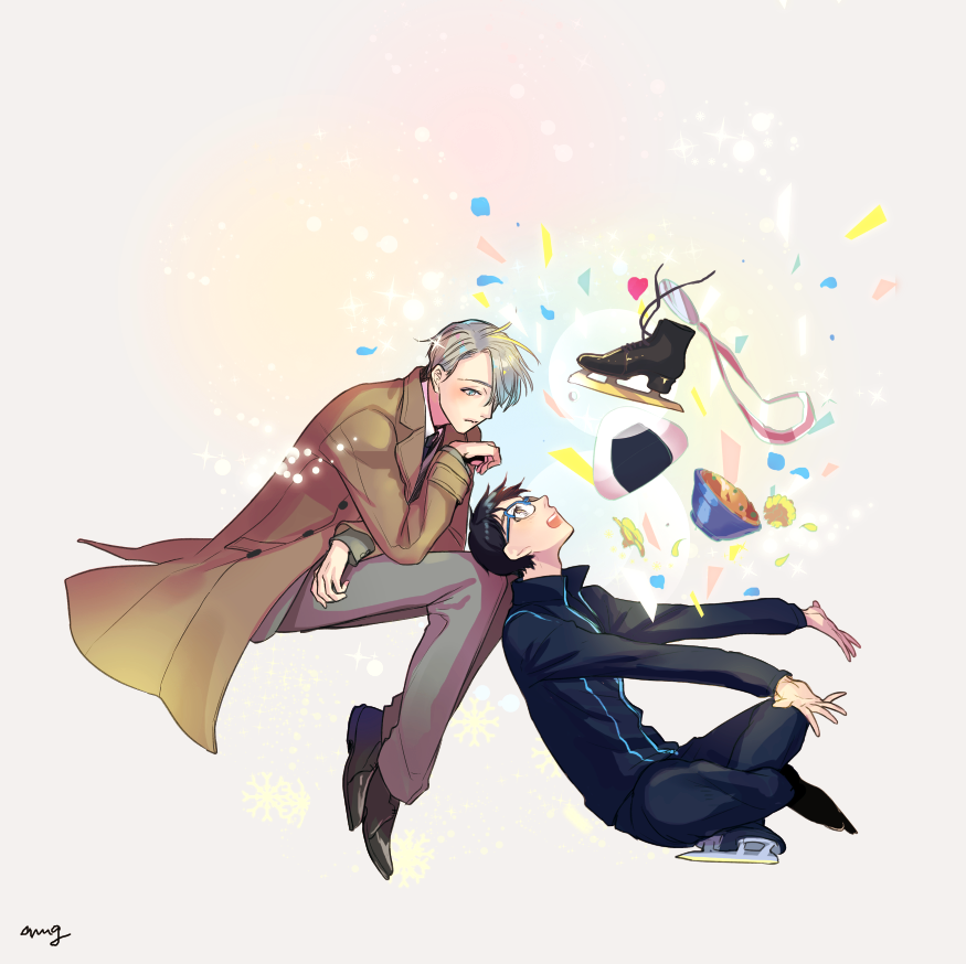 The Big ImageBoard (TBIB) - 2boys amg (nwmnmllf) black hair blue-framed ...