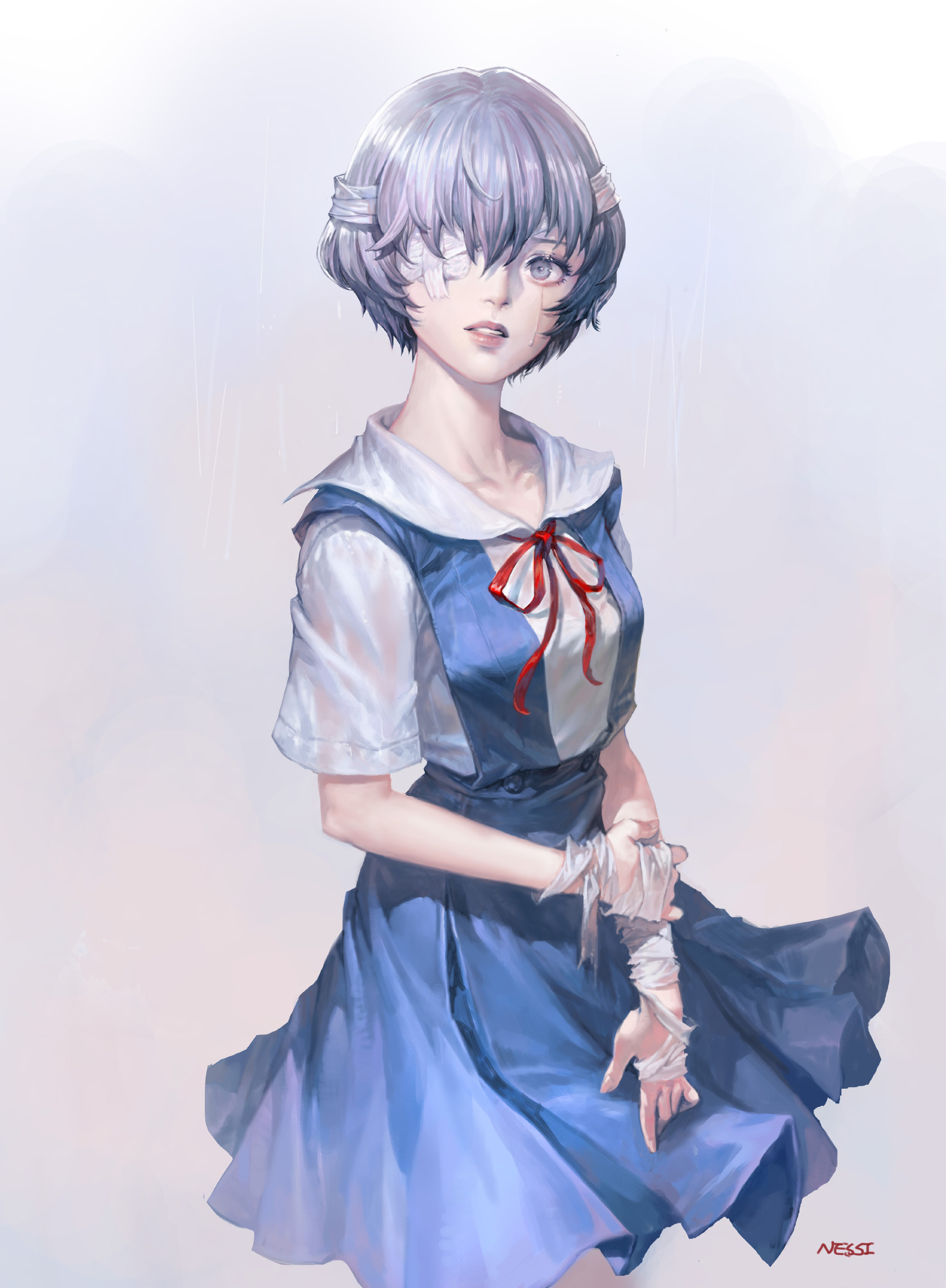 The Big ImageBoard (TBIB) - 1girl absurdres artist name ayanami rei bandage over one eye ...