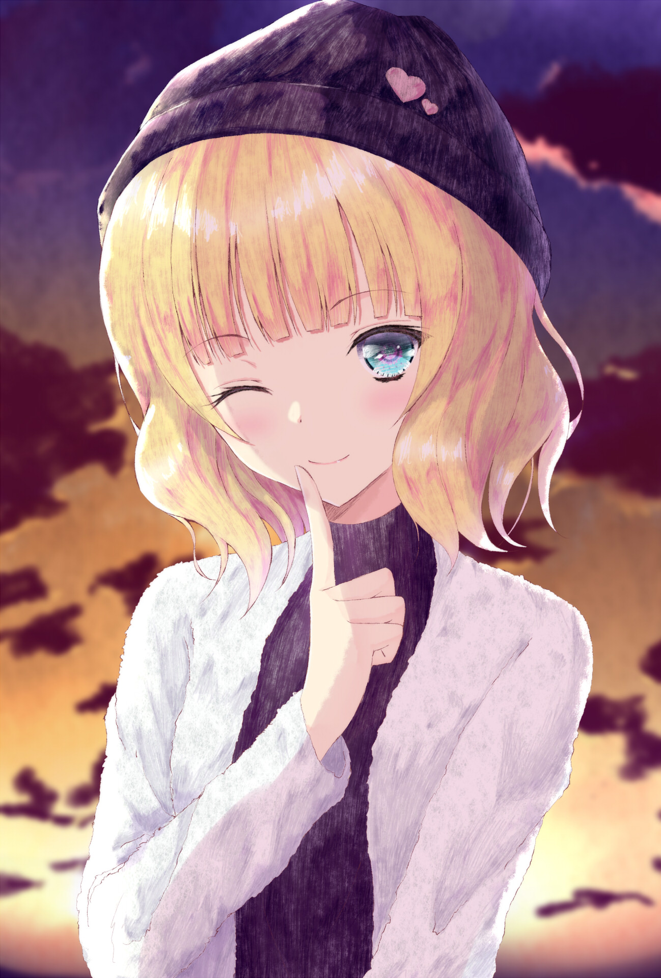 The Big ImageBoard (TBIB) - aramachi backlighting badge bangs beanie black hat black shirt ...