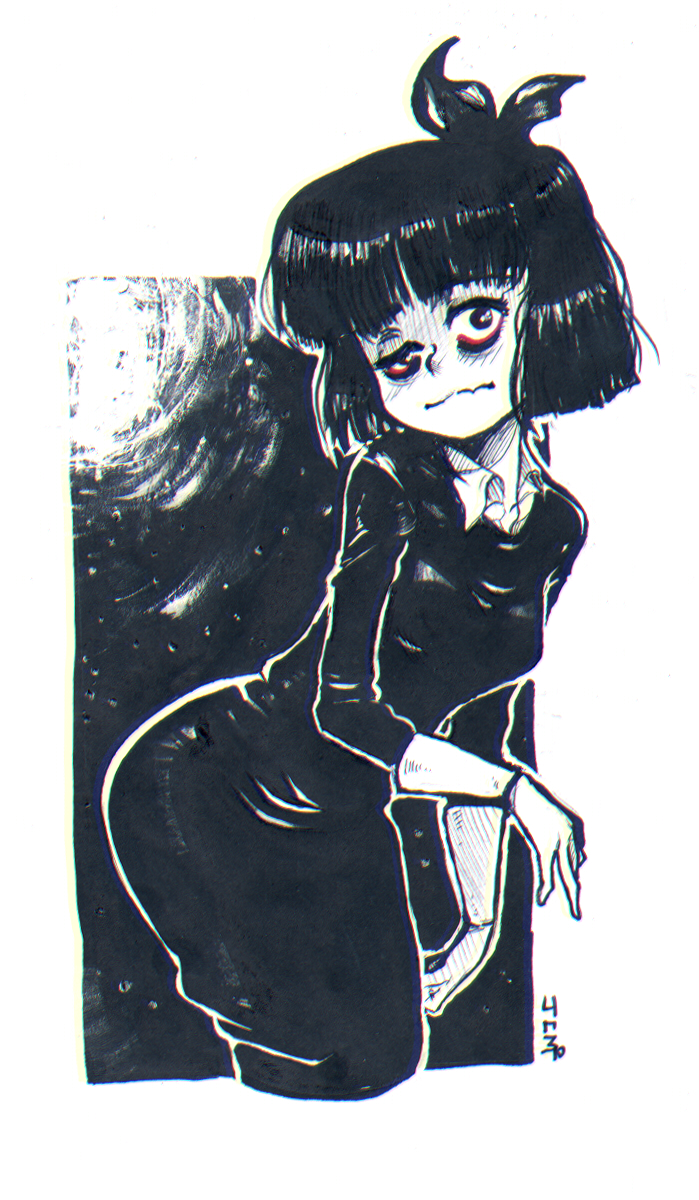 The Big ImageBoard (TBIB) - 1girl black dress black eyes black hair bob cut creepy susie dress ...