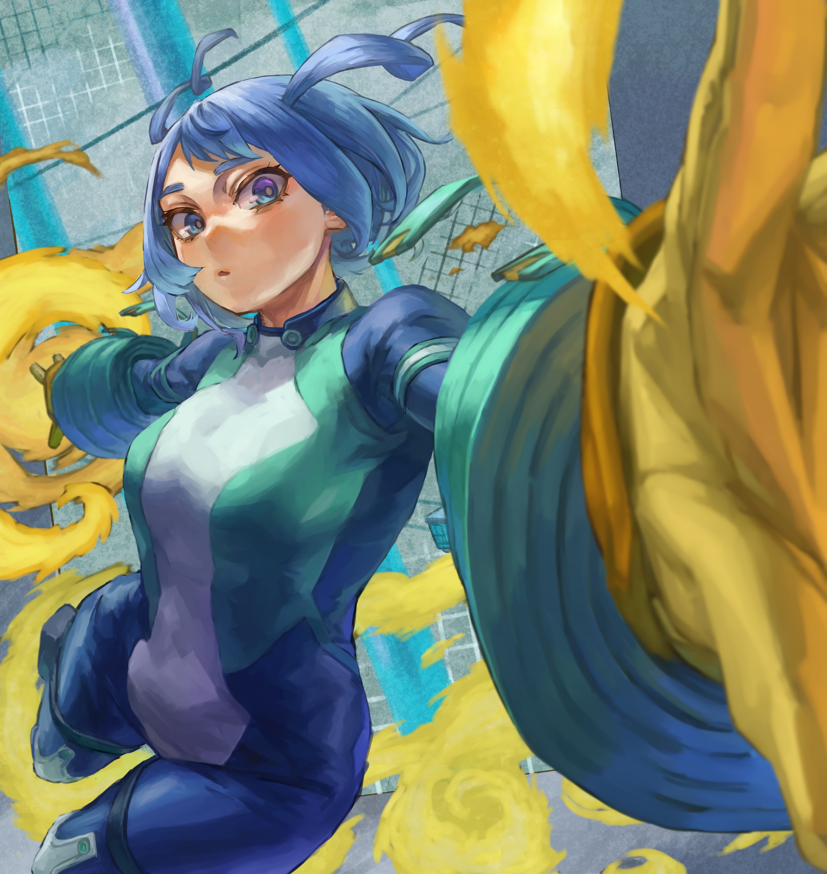 The Big ImageBoard (TBIB) - 1girl absurdres blue bodysuit blue eyes blue hair bodysuit boku no ...