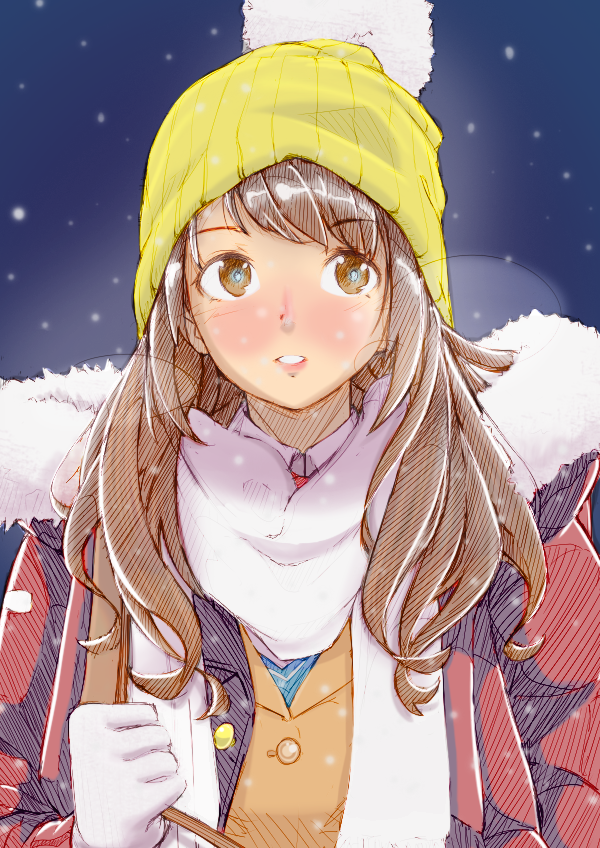 The Big ImageBoard (TBIB) - 1girl artist request beanie blush check ...