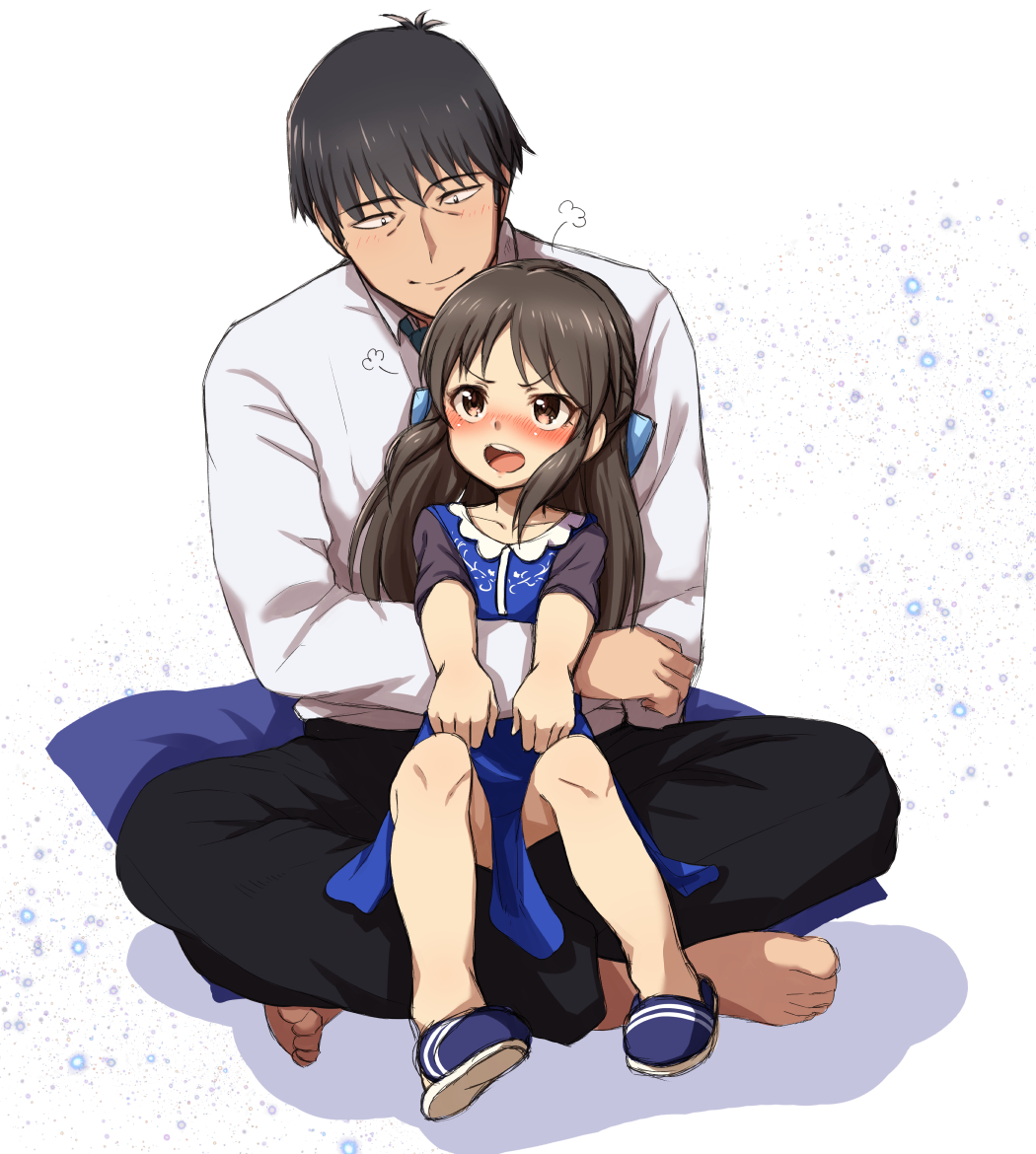 The Big ImageBoard (TBIB) - 1boy 1girl age difference bare legs barefoot between legs black hair ...