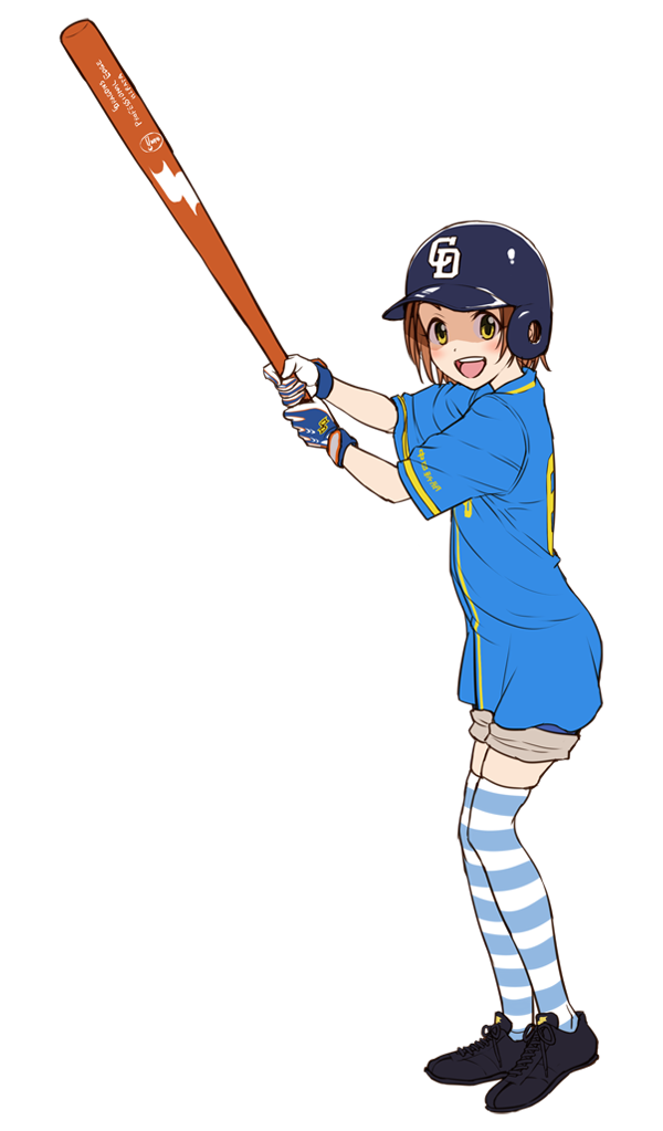 The Big ImageBoard (TBIB) - 1girl :d baseball bat baseball helmet baseball jersey batting stance ...