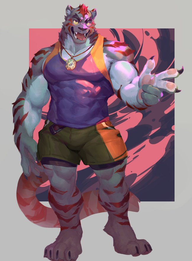 The Big ImageBoard (TBIB) - 2018 anthro belt biceps big muscles clothing feline fur male mammal ...