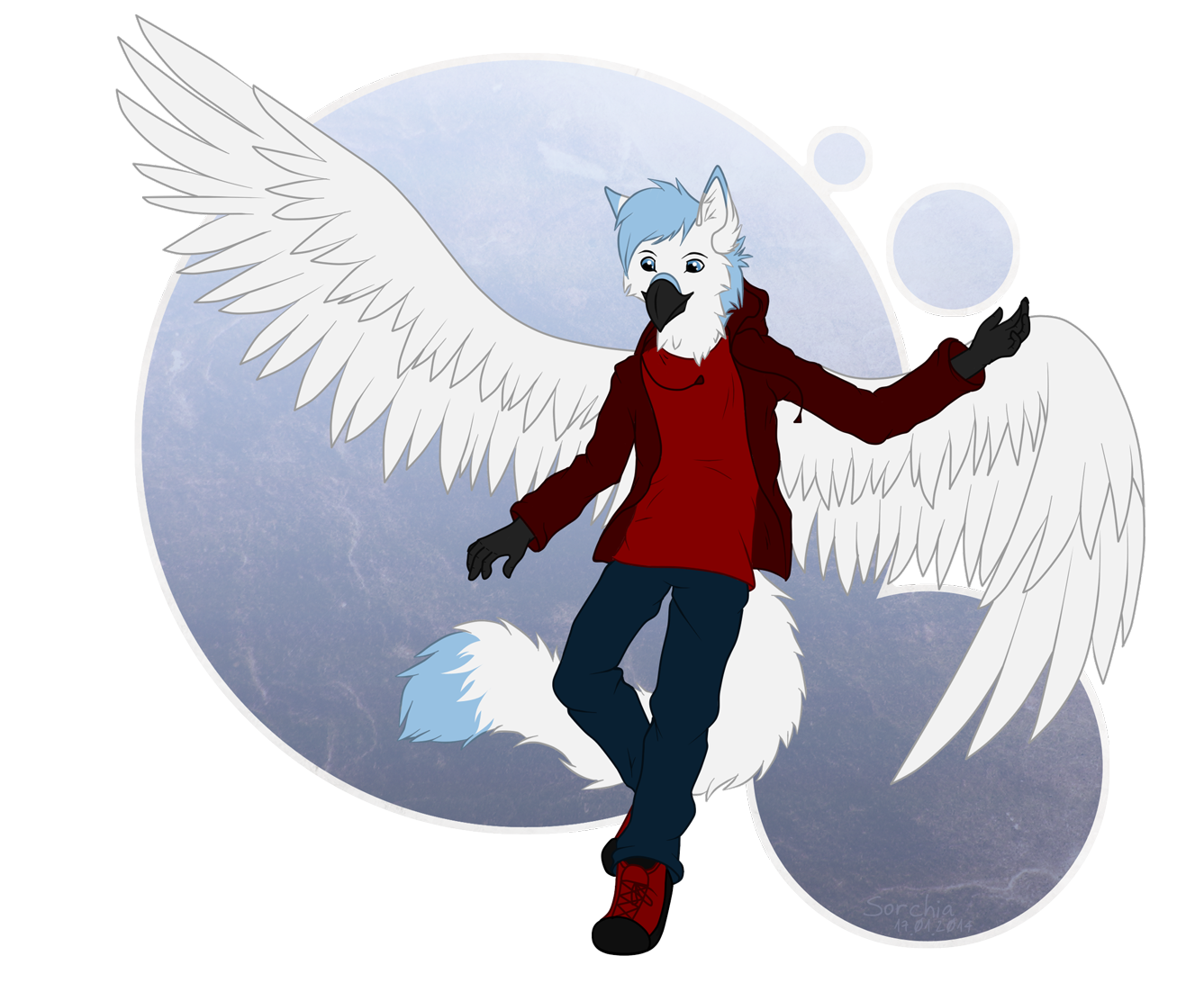 The Big Imageboard Tbib Anthro Avian Beak Bird Blue Hair Clothed