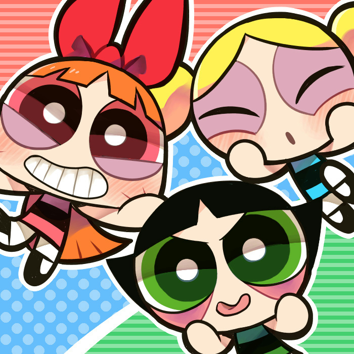 The Big ImageBoard (TBIB) - :d :p black hair blonde hair blossom (ppg ...