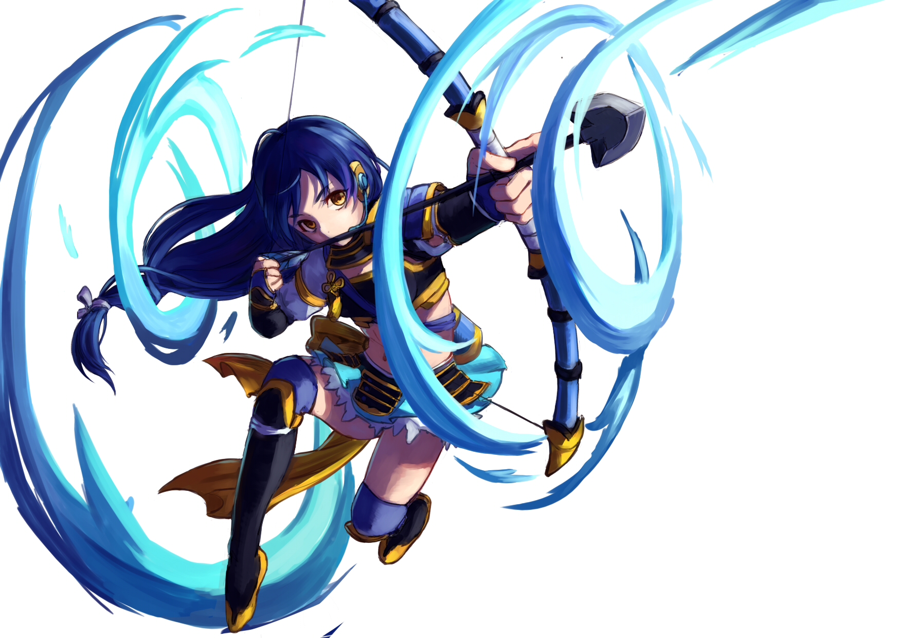 The Big ImageBoard (TBIB) - 1girl armor armored dress arrow (projectile) blue hair blue ...
