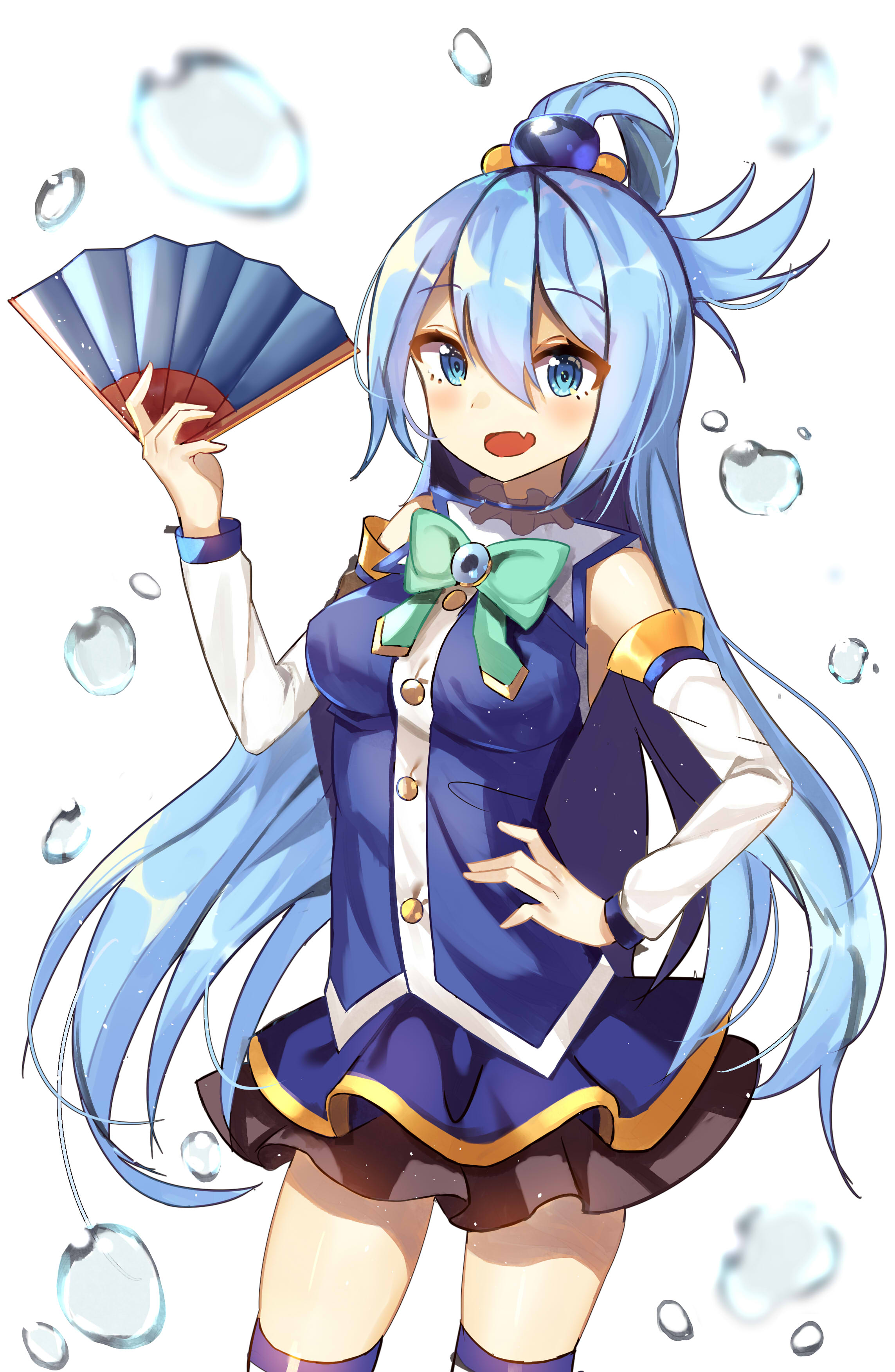 The Big ImageBoard (TBIB) - 1girl :d absurdres aqua (konosuba) bare shoulders blue eyes blue ...