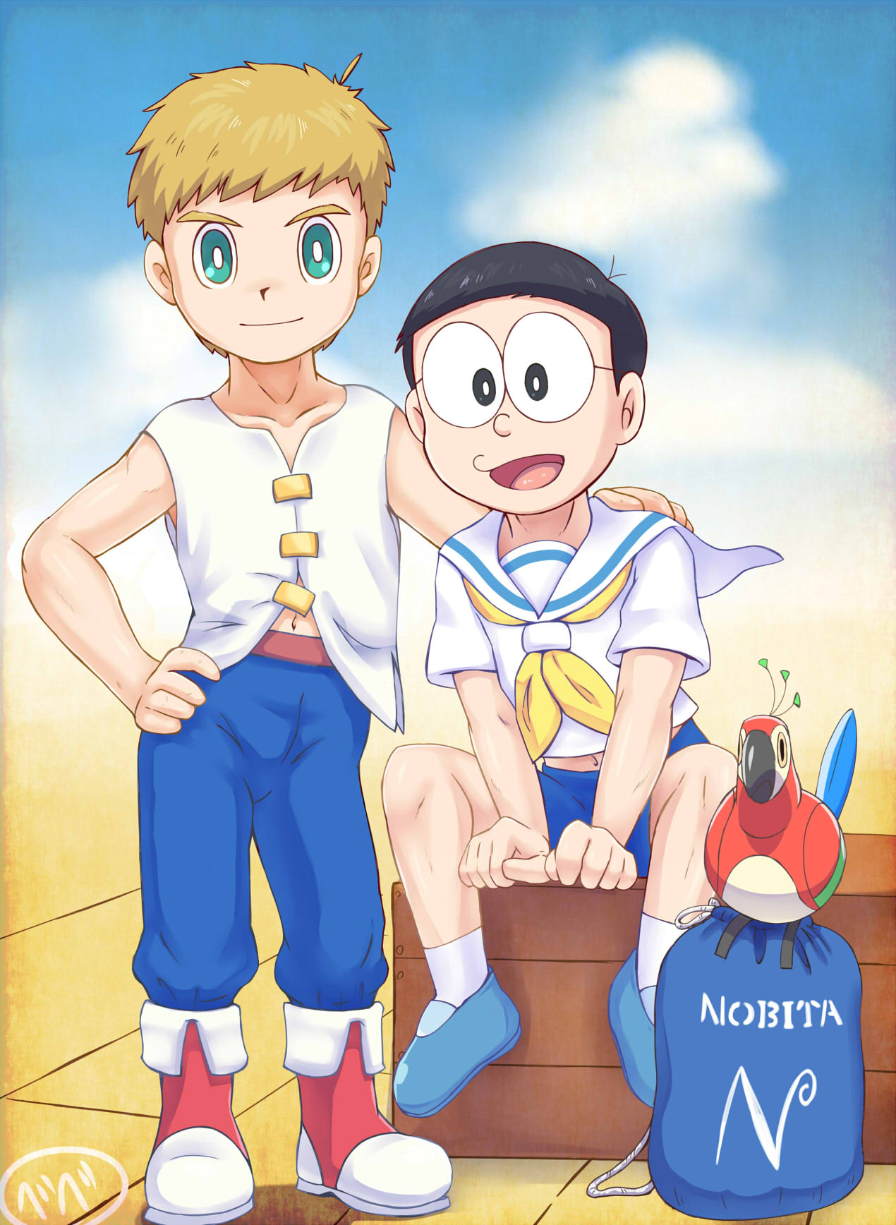 The Big ImageBoard (TBIB) - 2boys black hair blonde hair blue eyes ...