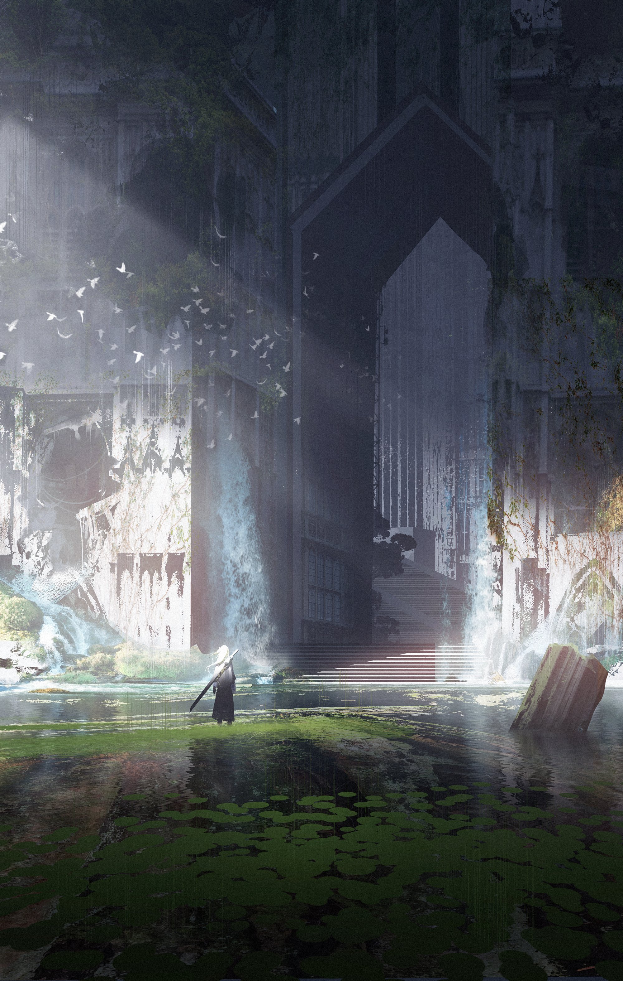 The Big ImageBoard (TBIB) - 1girl abandoned absurdres algae arch arms ...