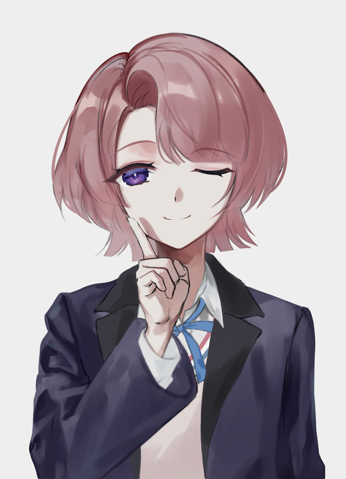 The Big ImageBoard (TBIB) - 1girl ;) arimura mao asymmetrical bangs blazer blue jacket blue ...