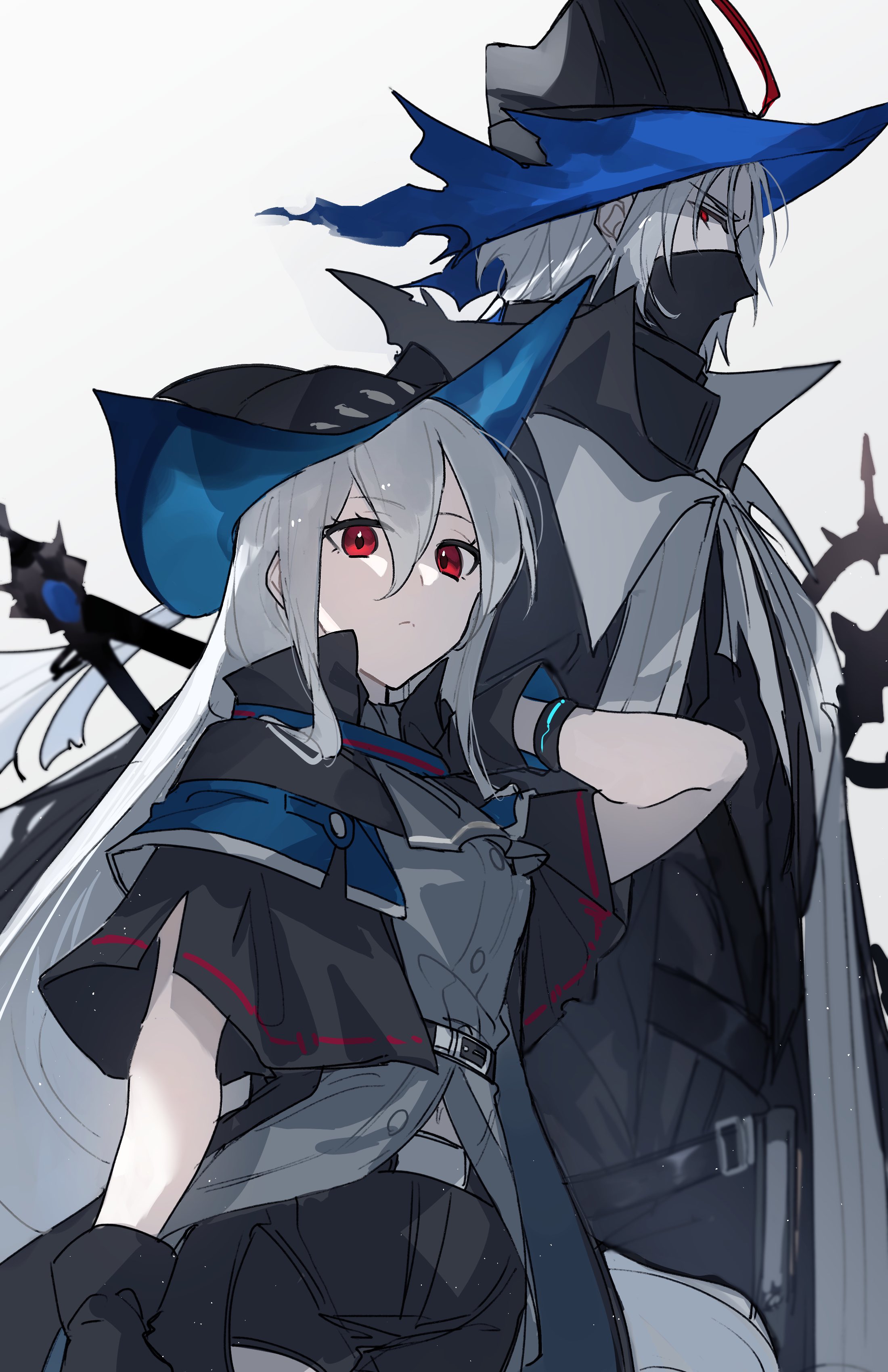 The Big ImageBoard (TBIB) - 1boy 1girl absurdres arknights black gloves black hat black shirt ...