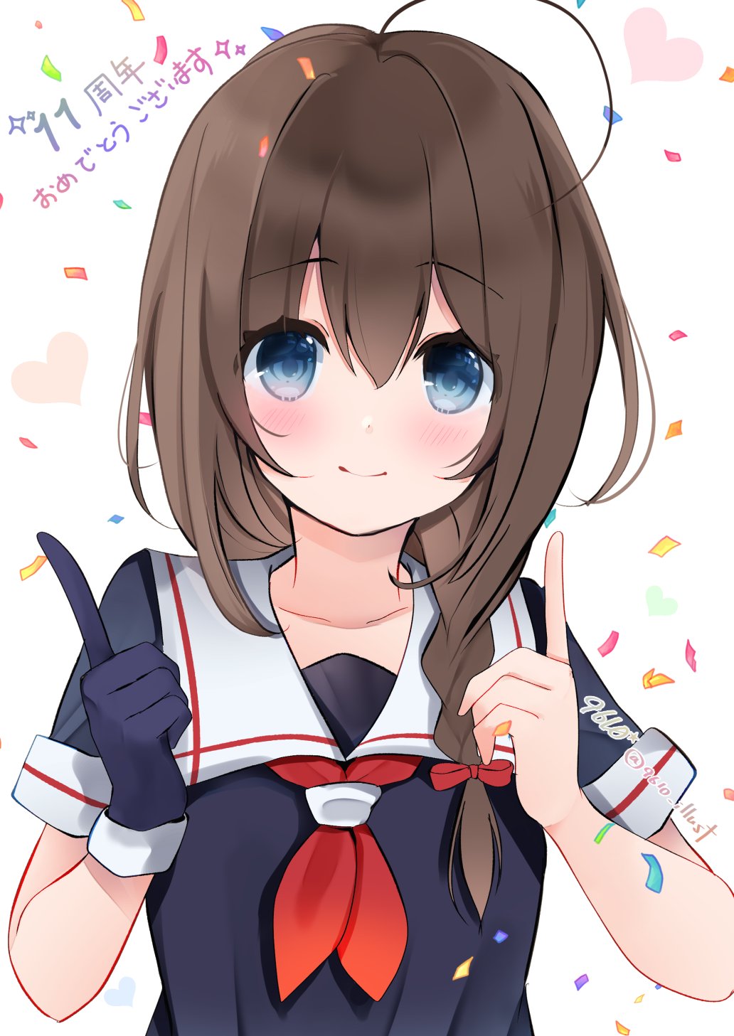 The Big ImageBoard (TBIB) - 1girl 9610 (kuroto) ahoge anniversary black gloves black hair black ...