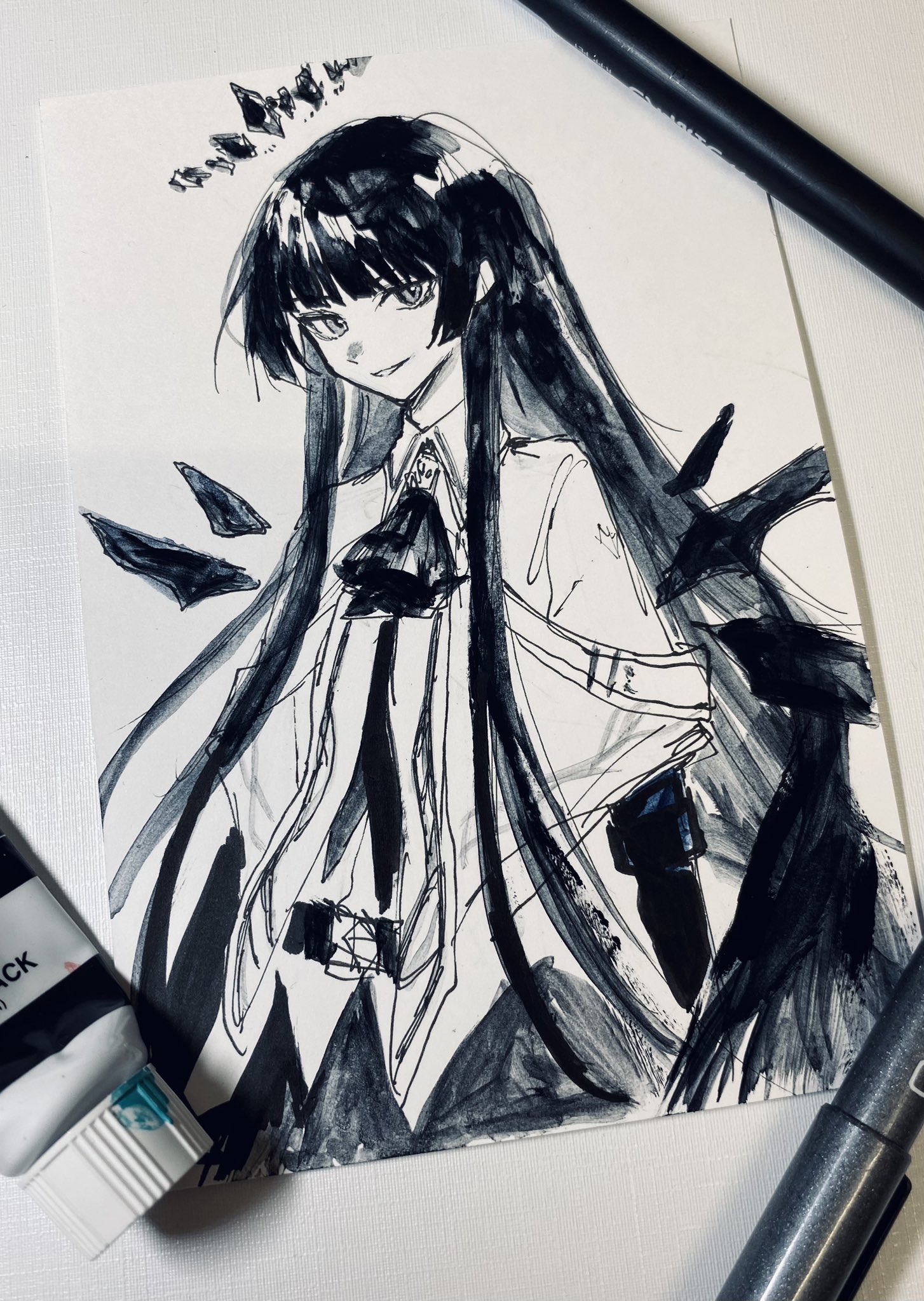 The Big ImageBoard (TBIB) - 1girl arknights ascot black ascot black bustier black eyes black ...