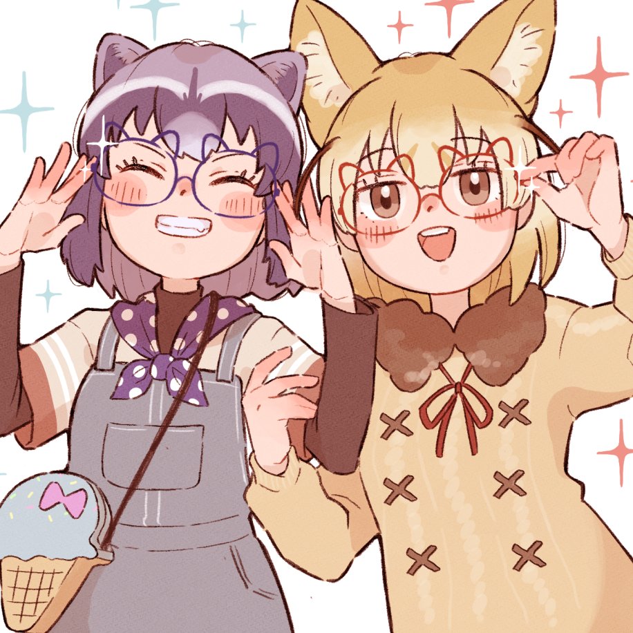 The Big ImageBoard (TBIB) - 0nanaten 2girls :d ^ ^ adjusting eyewear alternate costume animal ...